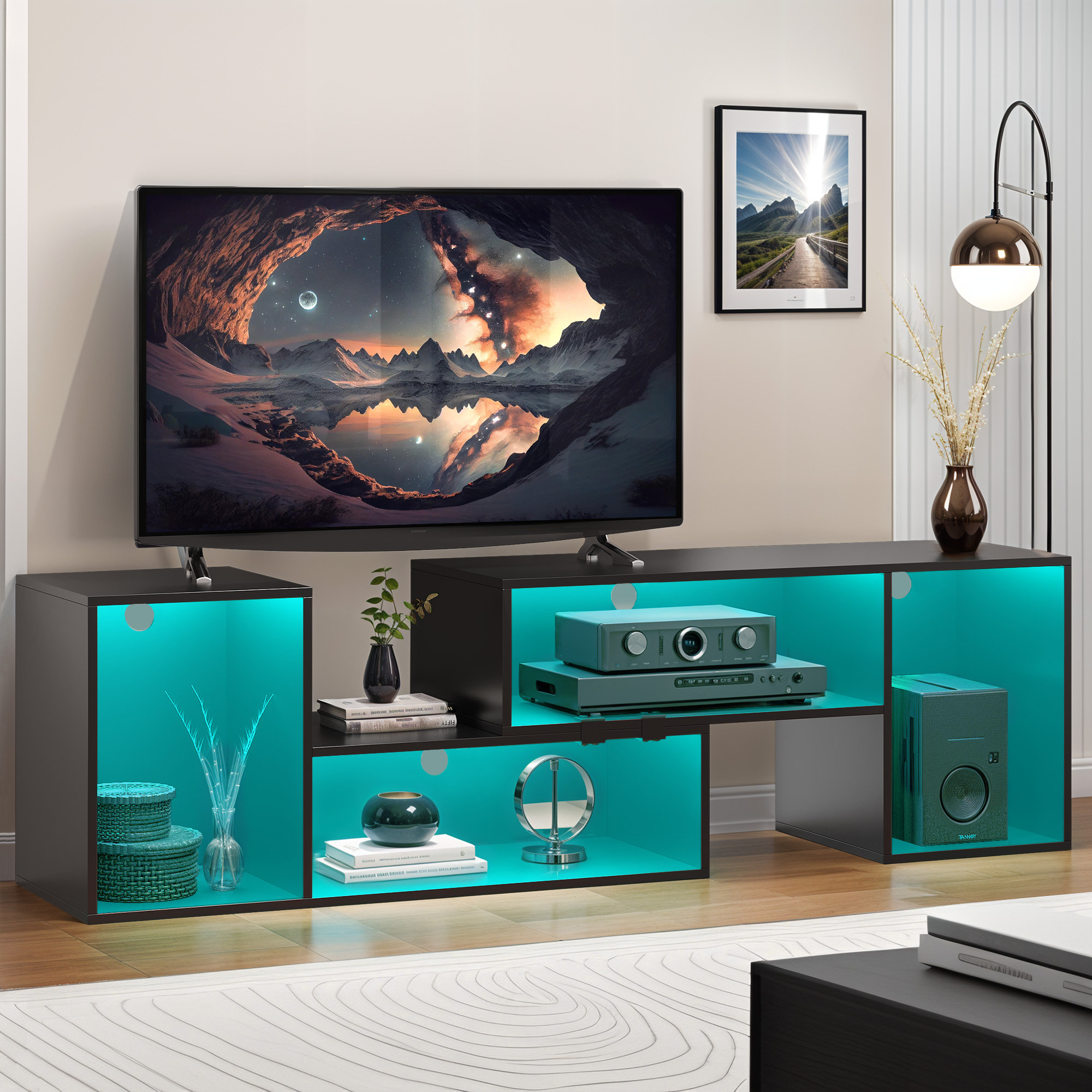 Wrought Studio Quiana Deformable Media Console Media Center With LED ...