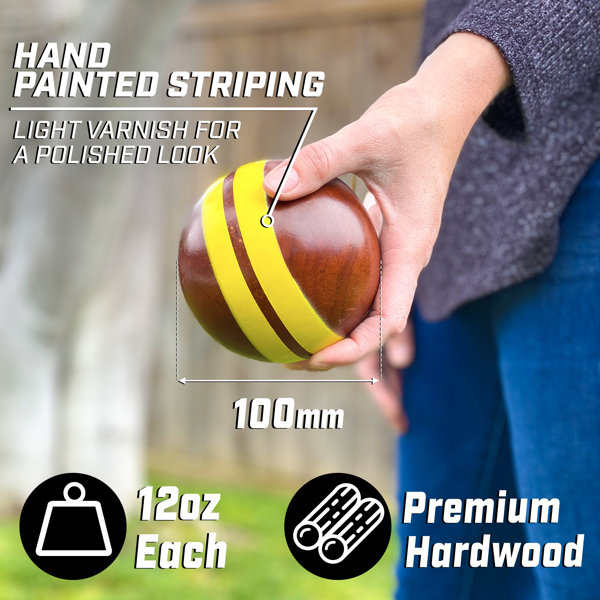 GoSports 100mm Hardwood Bocce Ball Set with Carrying Case for Backyard ...