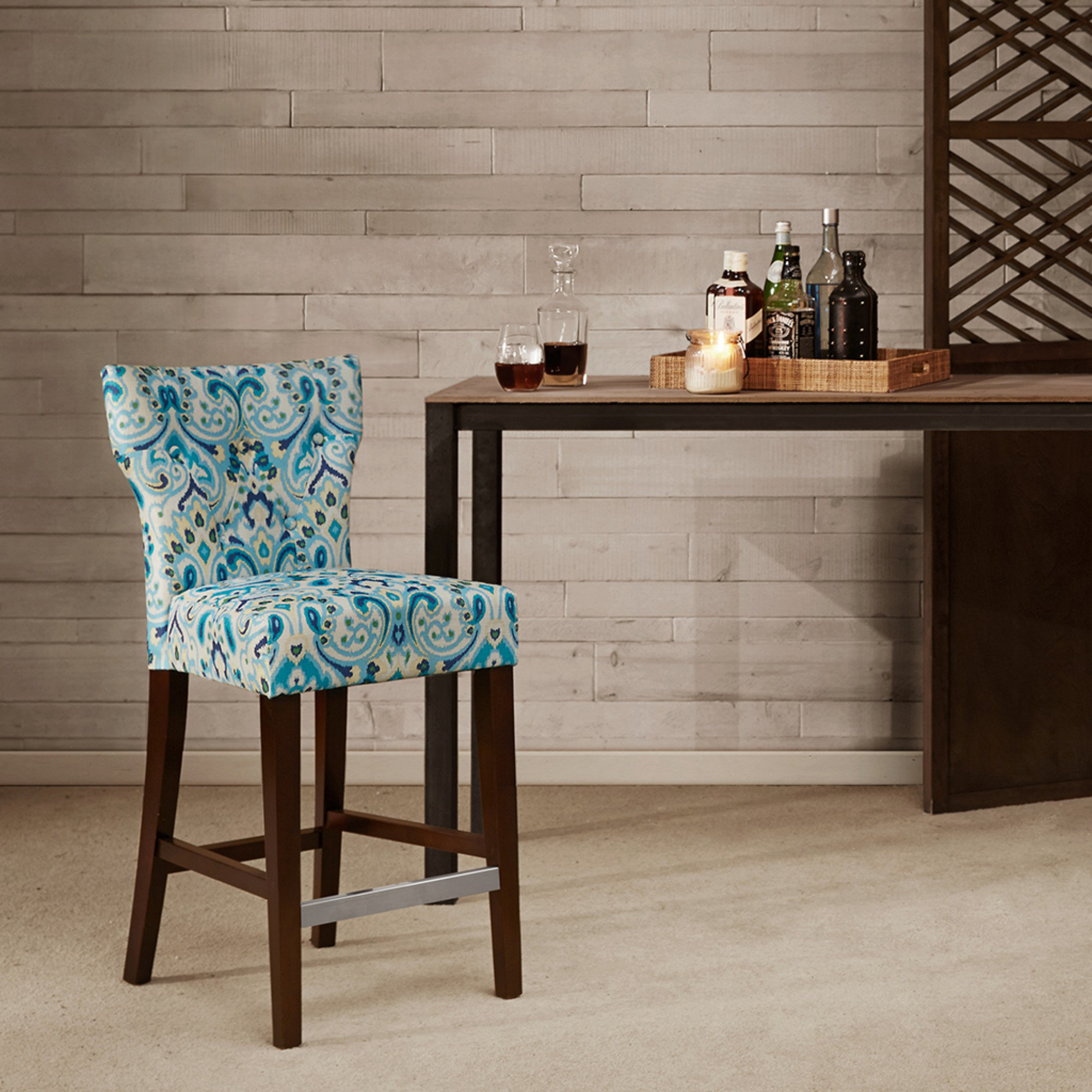 Everly Quinn Modern Style Bar Stools with Button Tufted Backrests | Wayfair