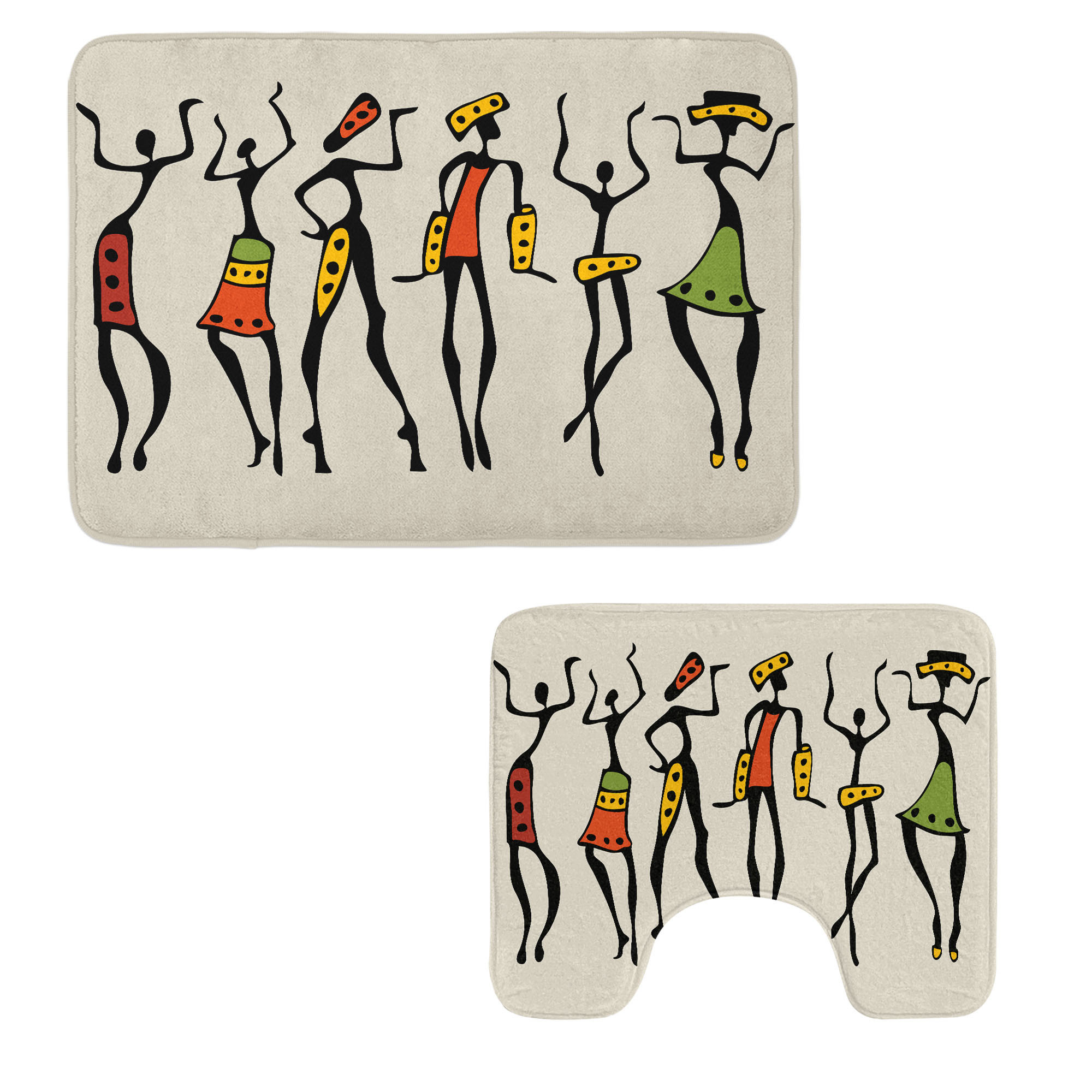 East Urban Home Afro Bathroom Rug Set 2 Pieces Rectangle & Contour Mats ...