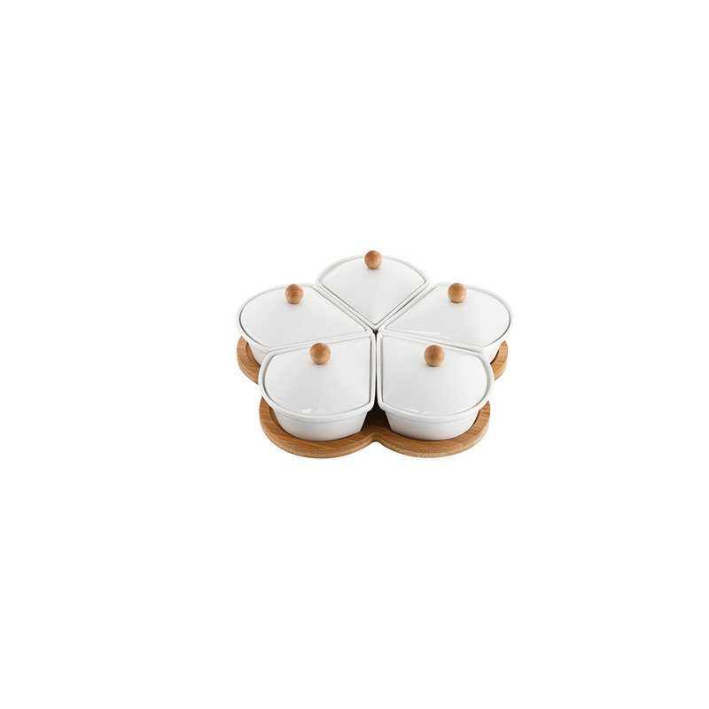 Corrigan Studio® Ceramic Divided Serving Dishes with Lids and Bamboo ...