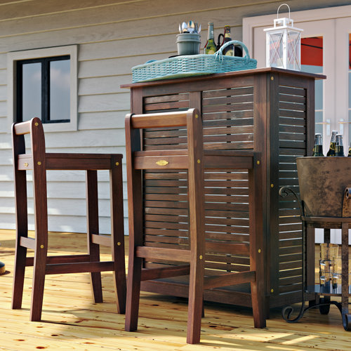 Lark Manor Aloria Solid Wood Bar Set with Stools & Reviews | Wayfair
