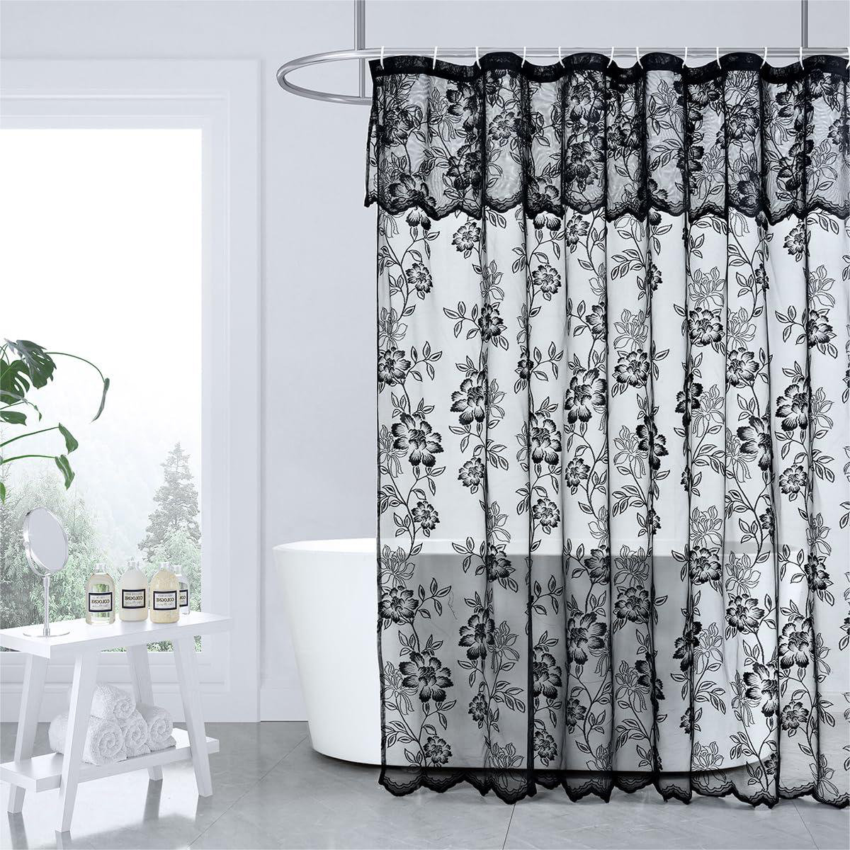 Lark Manor™ Lace Shower Curtain For Bathroom, Rustic Vintage Lace ...