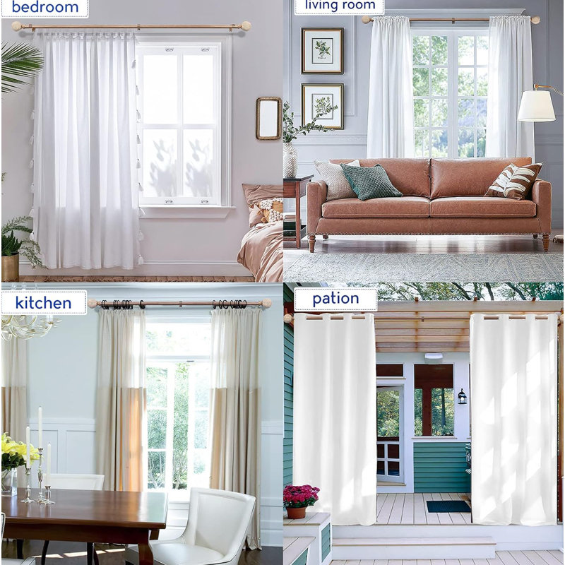 Rosalind Wheeler Adjustable Drapery Rods 72" to 144", Decorative Window ...