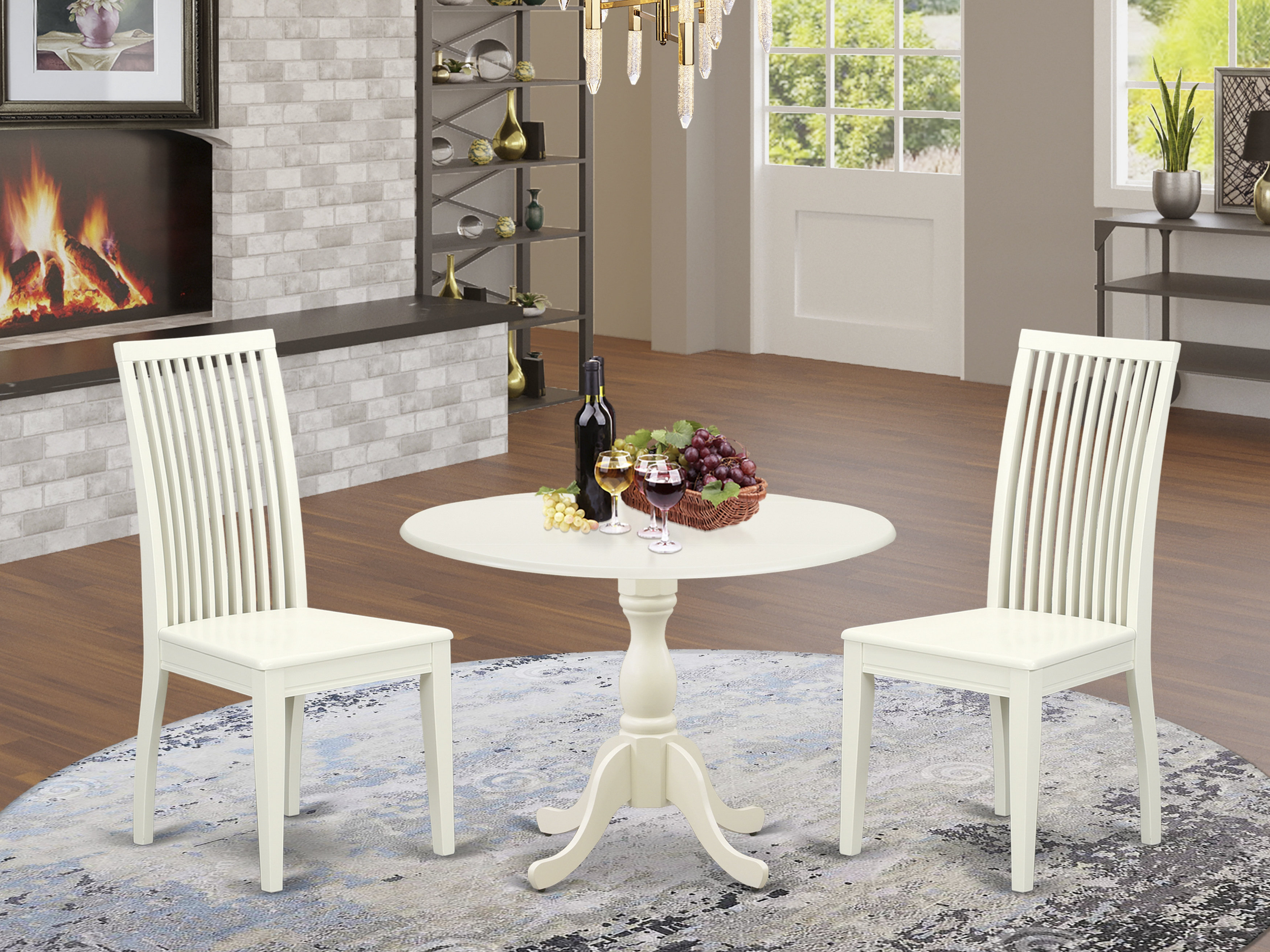Canora Grey Linen White Finish Solid Wood Top - Dining Room Set with ...