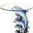 Rosecliff Heights 24" Tall Glass Top End Table Polyresin Dolphin Base ...