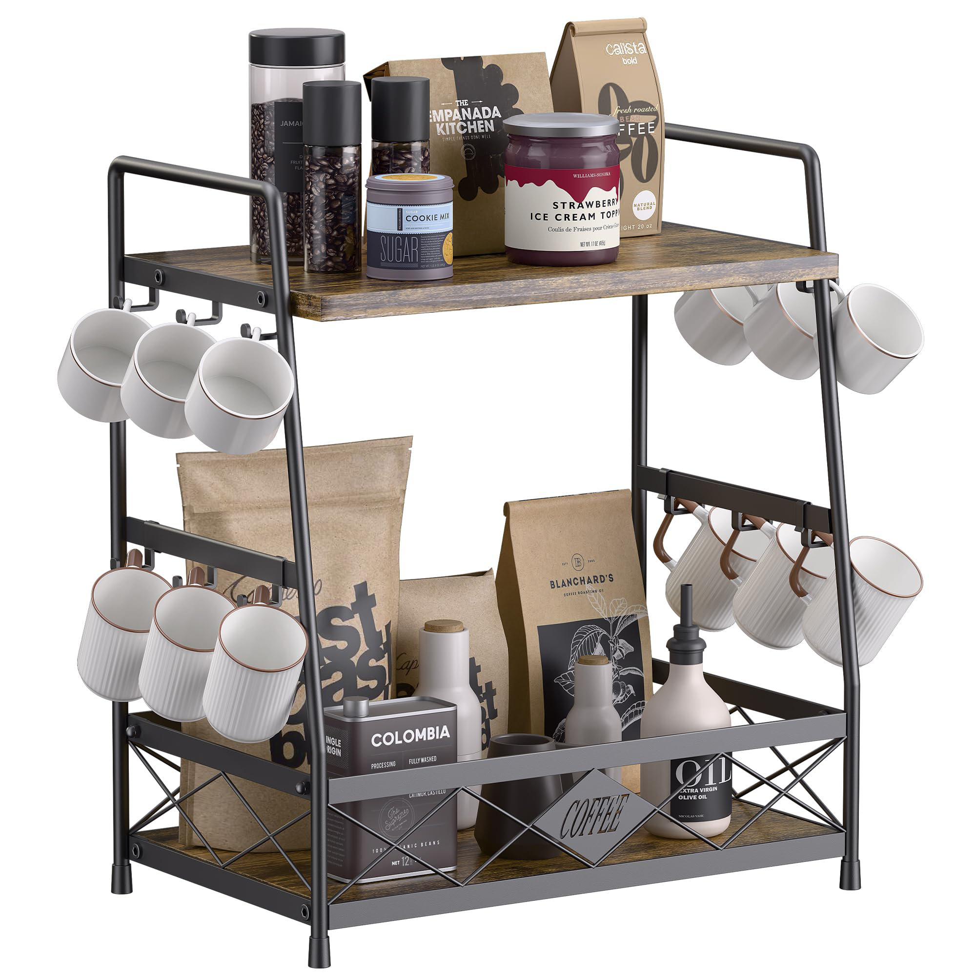 COAHAHA Heavy Duty 2-Tier Coffee Mug Organizer - Durable Steel Storage ...