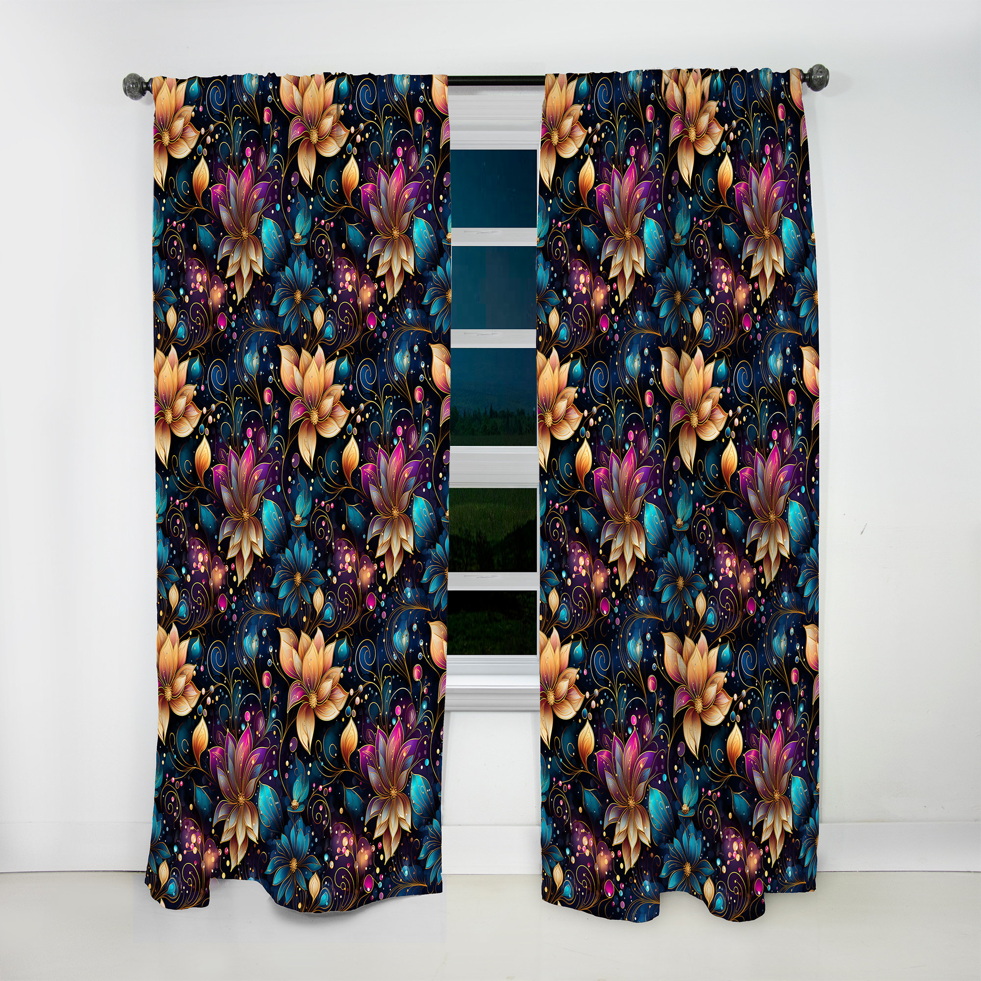 Design Art Moroccan Dream Boho Pattern I - Floral Curtain - Room ...