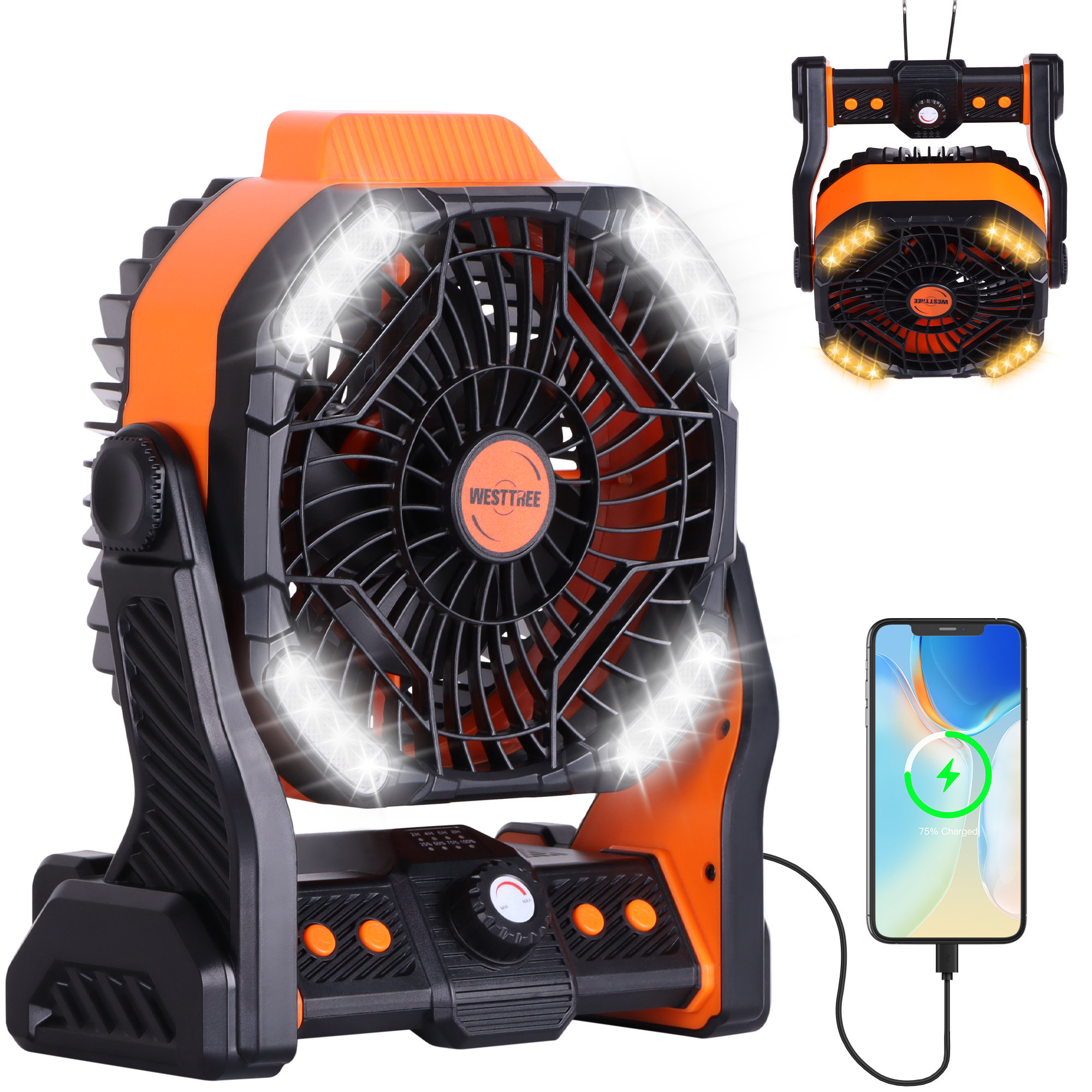 AVV 20000mah Camping Fan with Super Bright Led Lantern, Battery ...