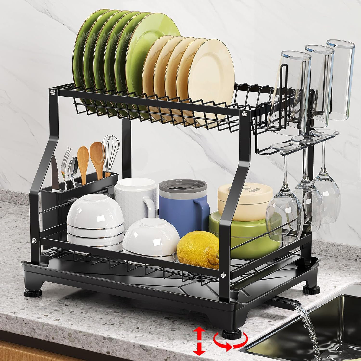 MCKINNON HOME FURNISHINGS, INC. Dish Rack For Kitchen Counter,2 Tier ...