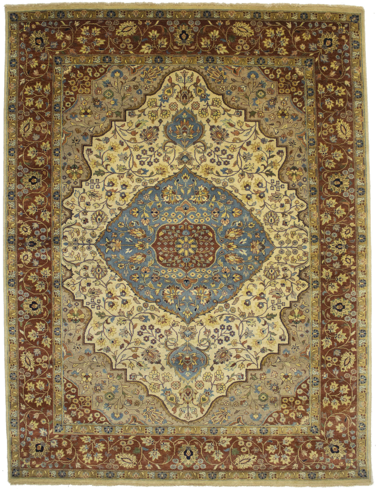 ADMINRUGS Beige/Light Blue Traditional 8'10" x 11'8" Oushak Chobi ...