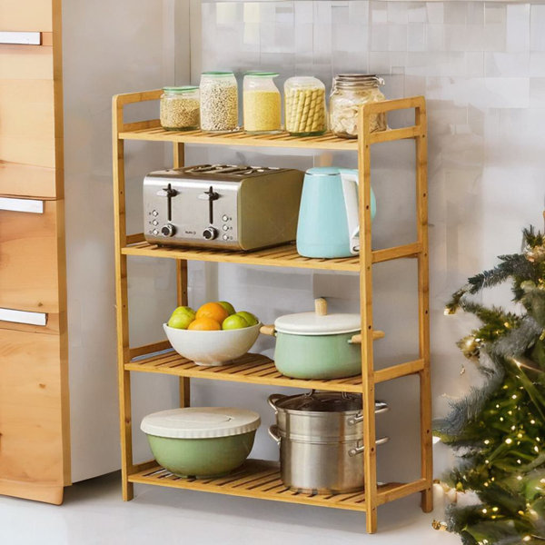 Brayden Studio 4 Tier Bamboo Standing Shelving Rack Unit | Wayfair.co.uk