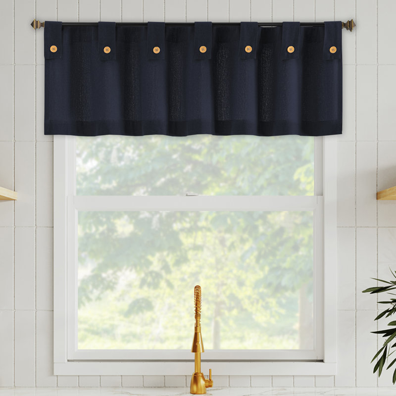 Ebern Designs Zaybree Cotton Blend Button Tab Top Cafe Curtain Valance ...