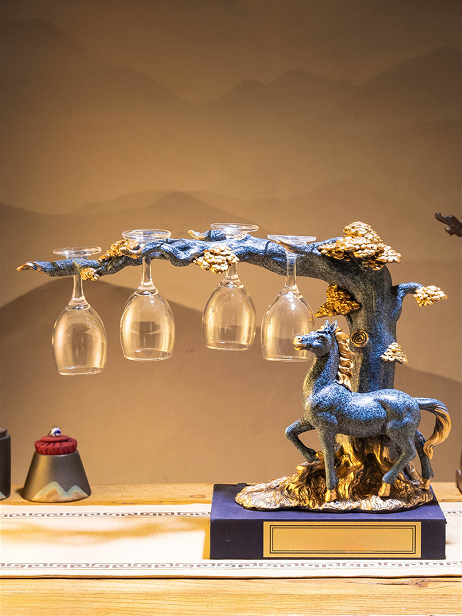 Mercer41 Dobby Tabletop Wine Bottle Rack Blue | Wayfair