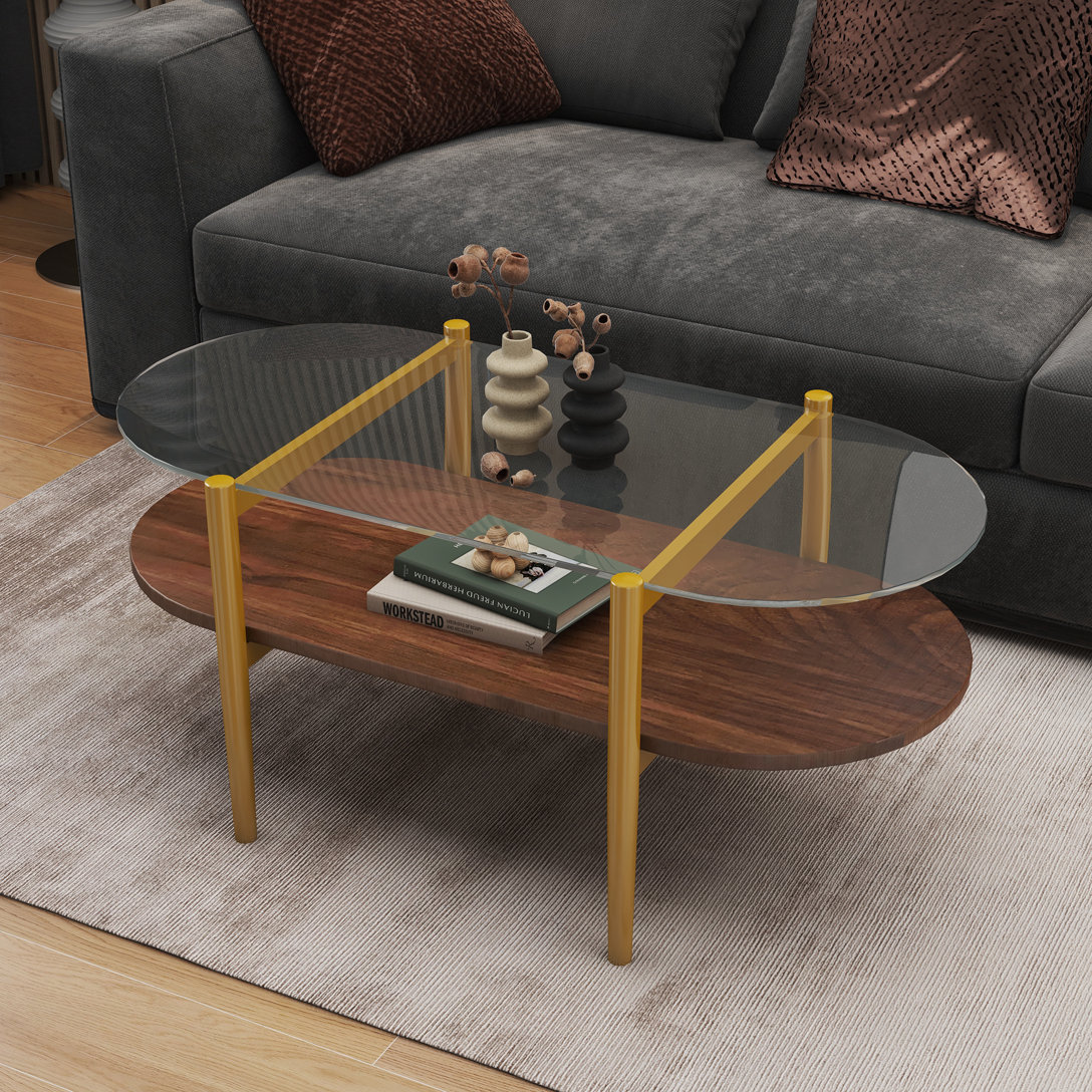 Mercer41 Oval Shaped Glass Coffee Table | Wayfair