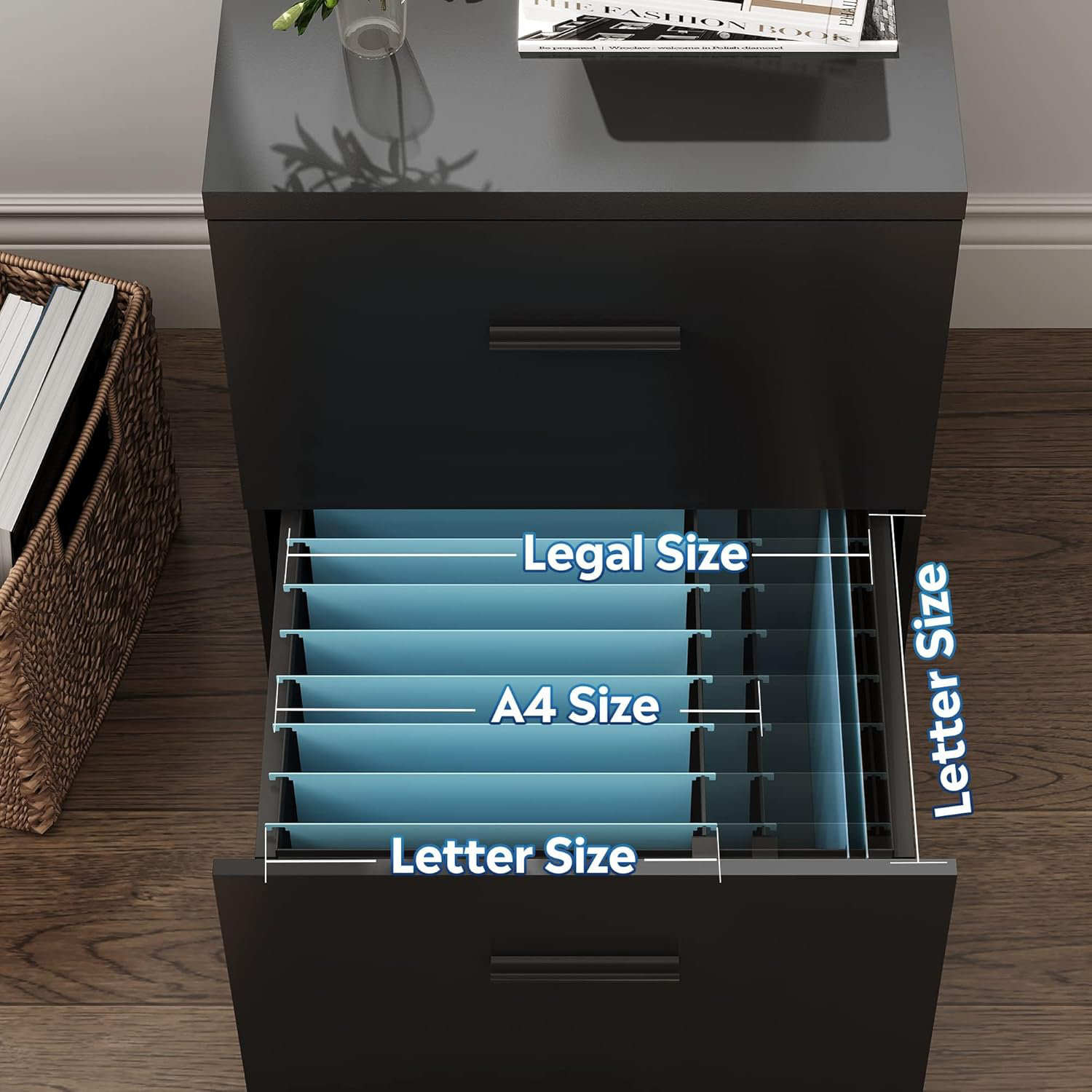 Ebern Designs 2 Drawer Filing Cabinet For Home Office, Vertical Wood ...