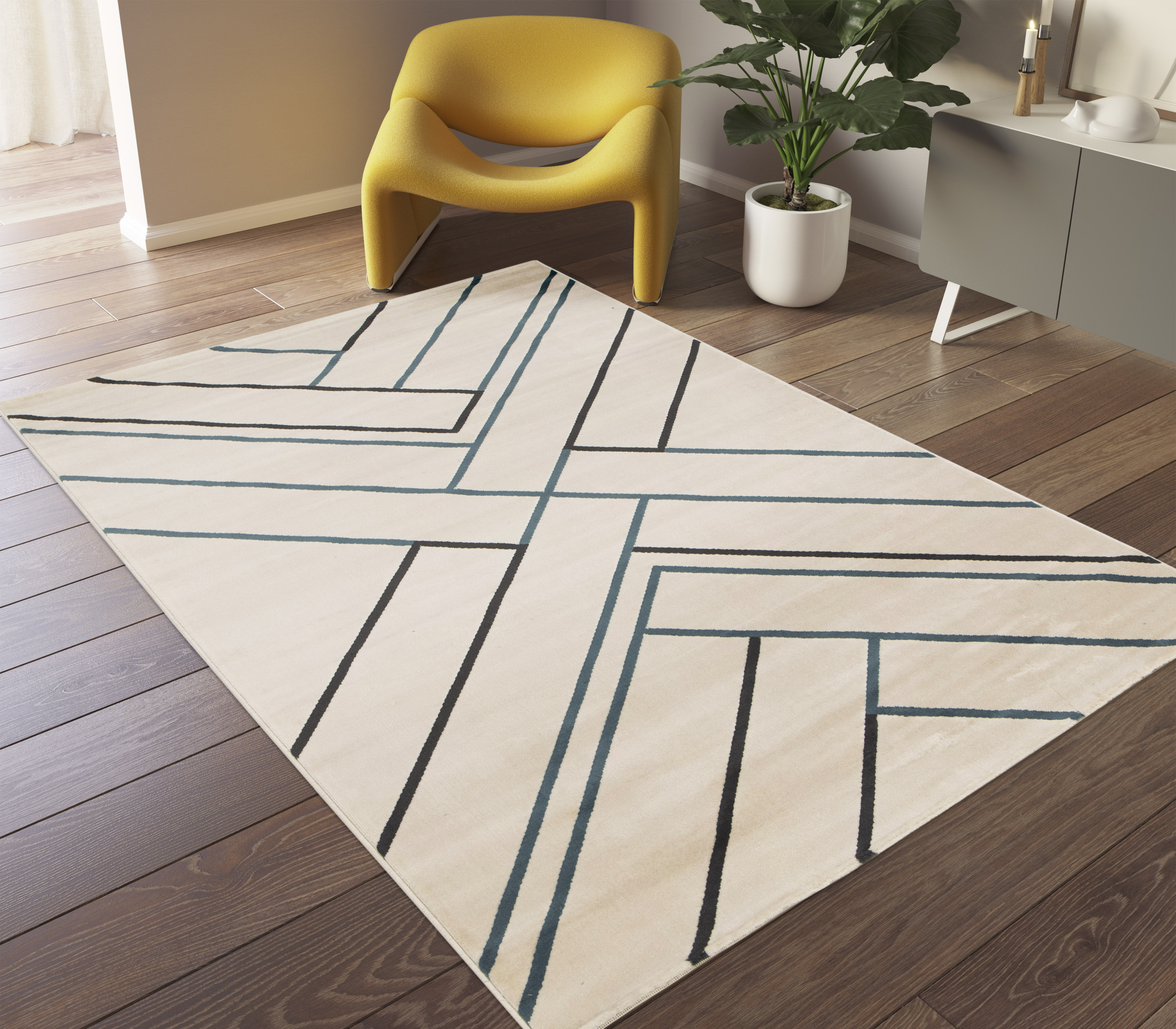 Ivy Bronx Paizlee Beige/Black/Blue Rug | Wayfair.co.uk