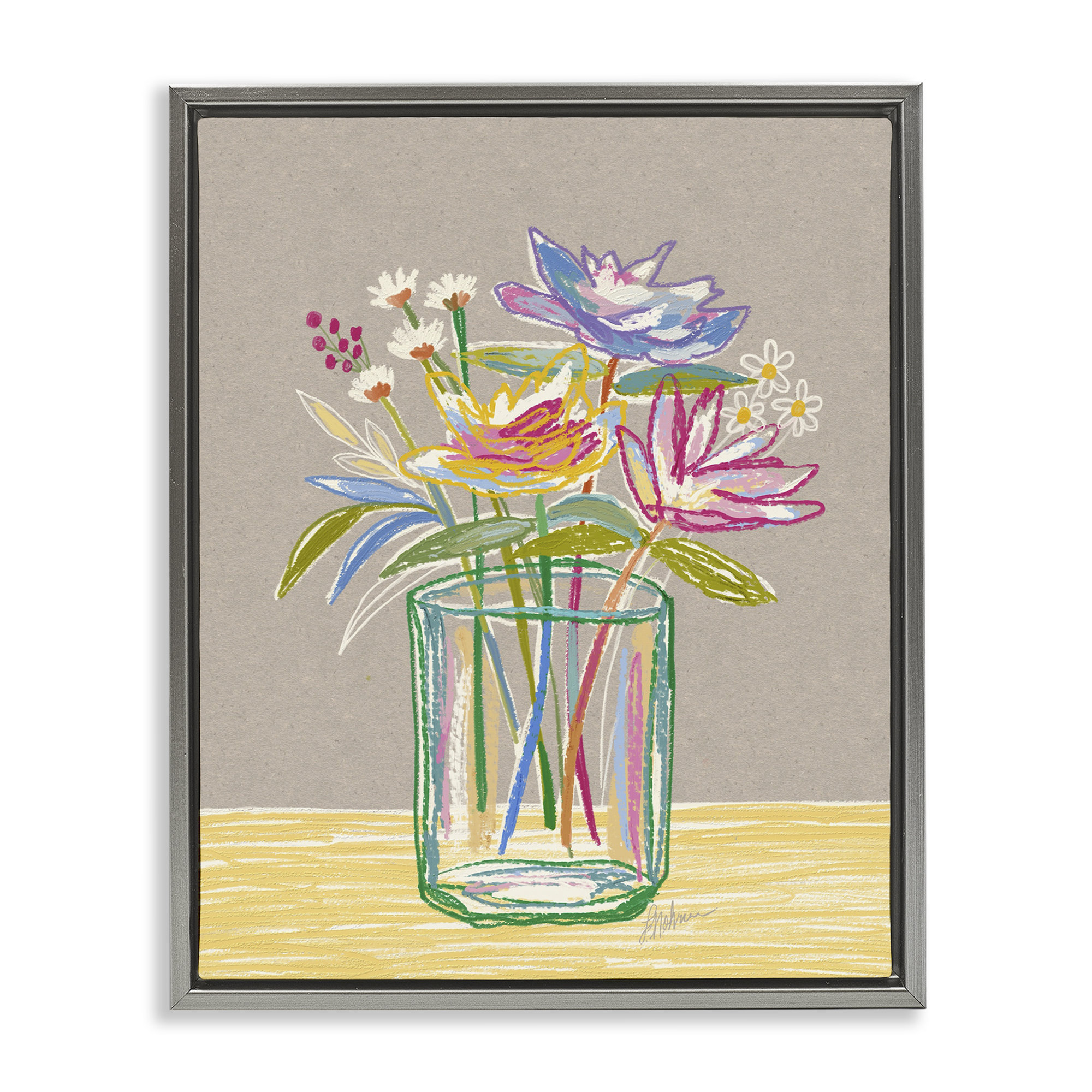 Latitude Run® Abstract Outlines Flower Arrangement Floater Canvas Wall ...