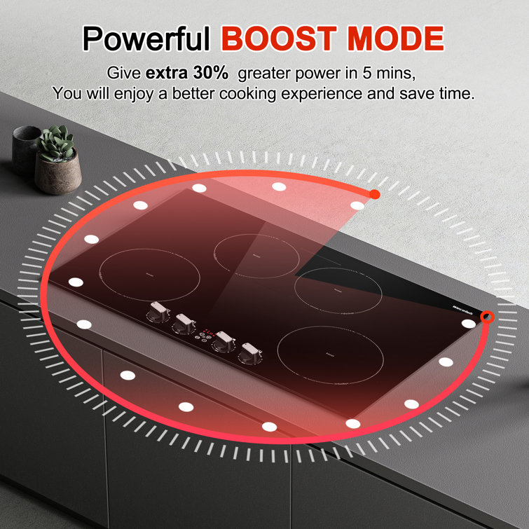 Weceleh Induction Cooktop 30 Inch With 4 Burners, Knob Control, Boost ...