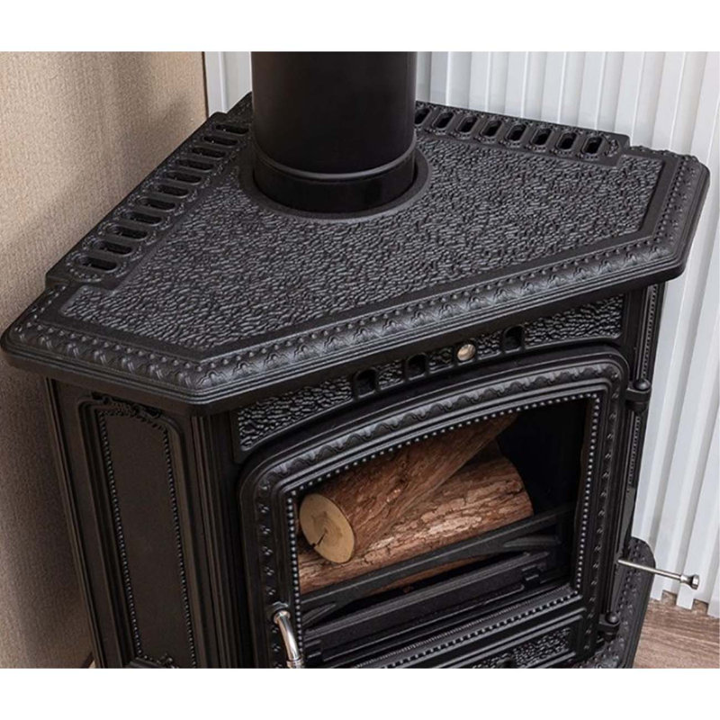 Hart Enjoy life Corner cast iron heated wood burning fireplace | Wayfair