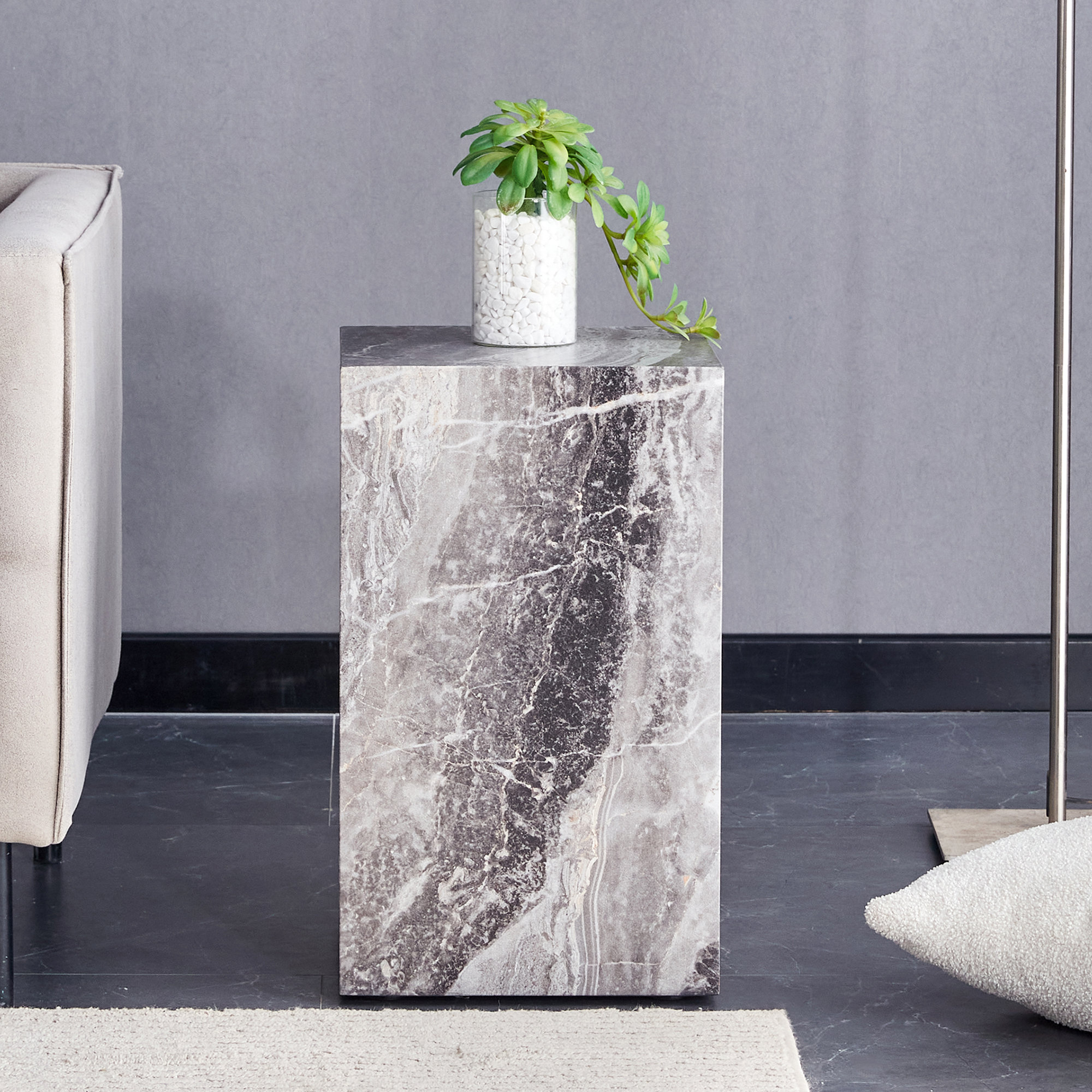 Mercer41 Plerre End Table & MDF Coffee Table with Stylish Texture ...