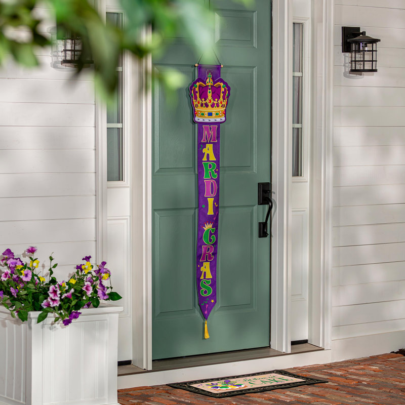 Arlmont & Co. Mardi Gras Crown Door Banner | Wayfair
