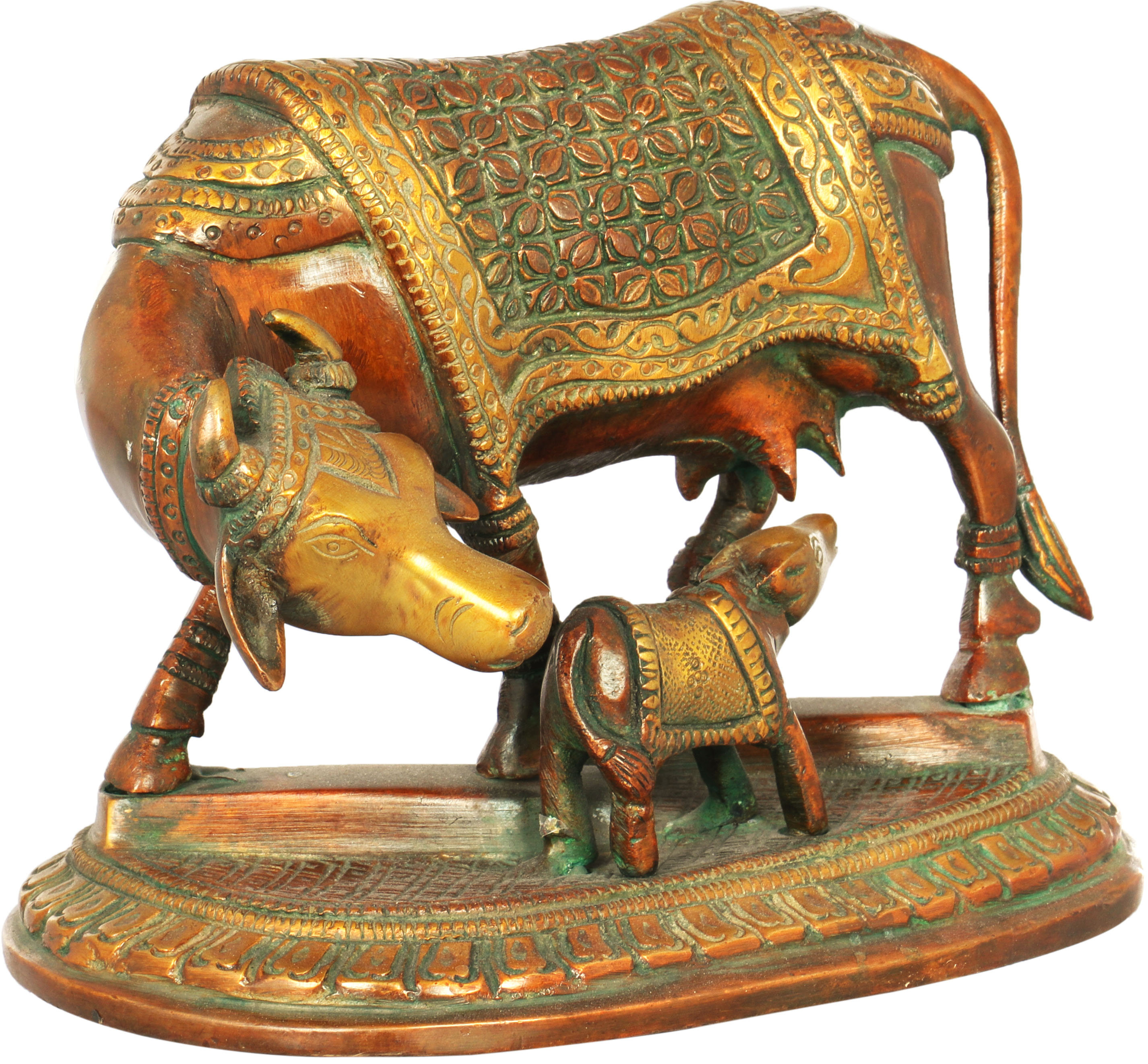 House of Hampton 7" Cow And Calf - Most Sacred Animal Of India In Brass ...