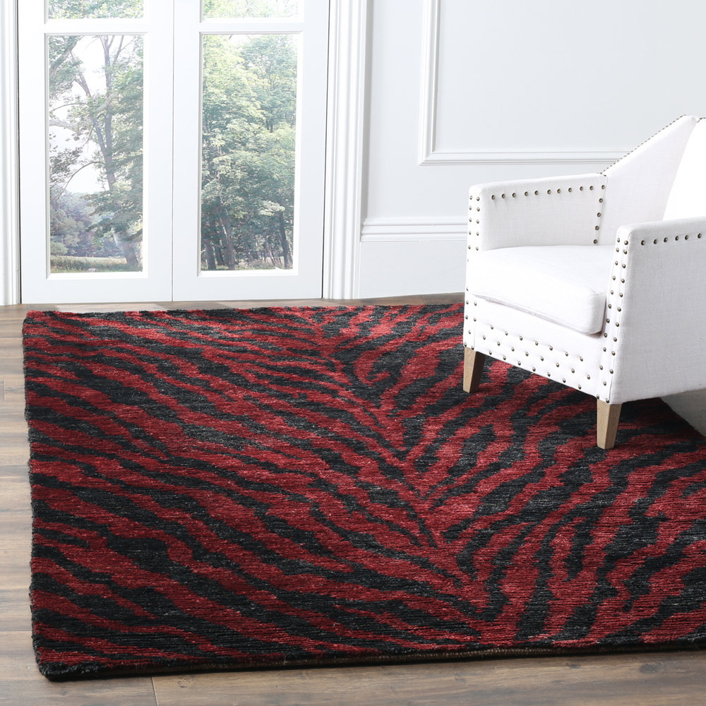 World Menagerie Parisi Hand Knotted Jute/Cotton Animal Print Rug in Red ...