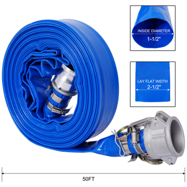 DAMALU Pool Backwash Hose, Heavy Duty Reinforced Blue PVC Lay Flat ...