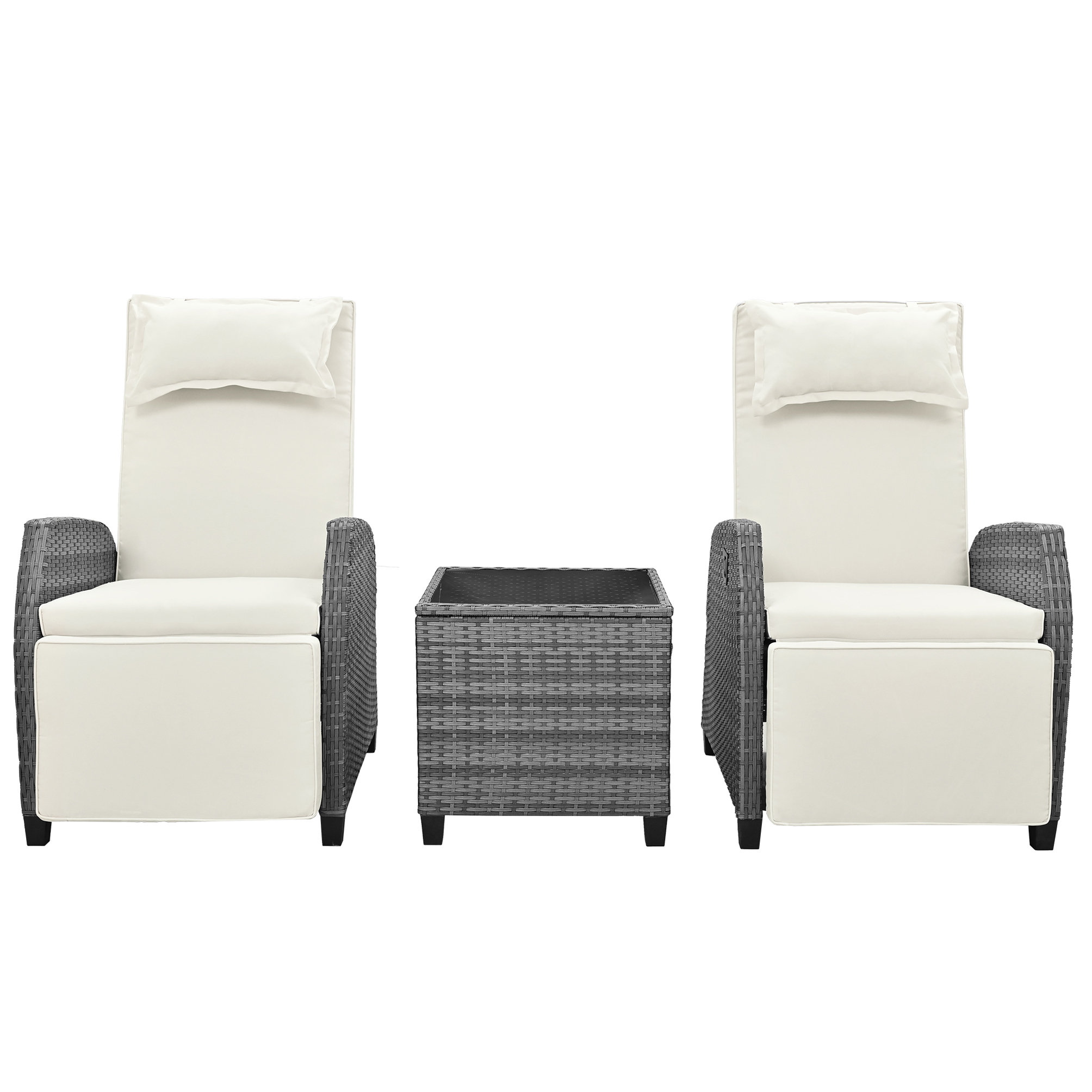 Red Barrel Studio® Outdoor Rattan Two-Person Combination With Coffee ...