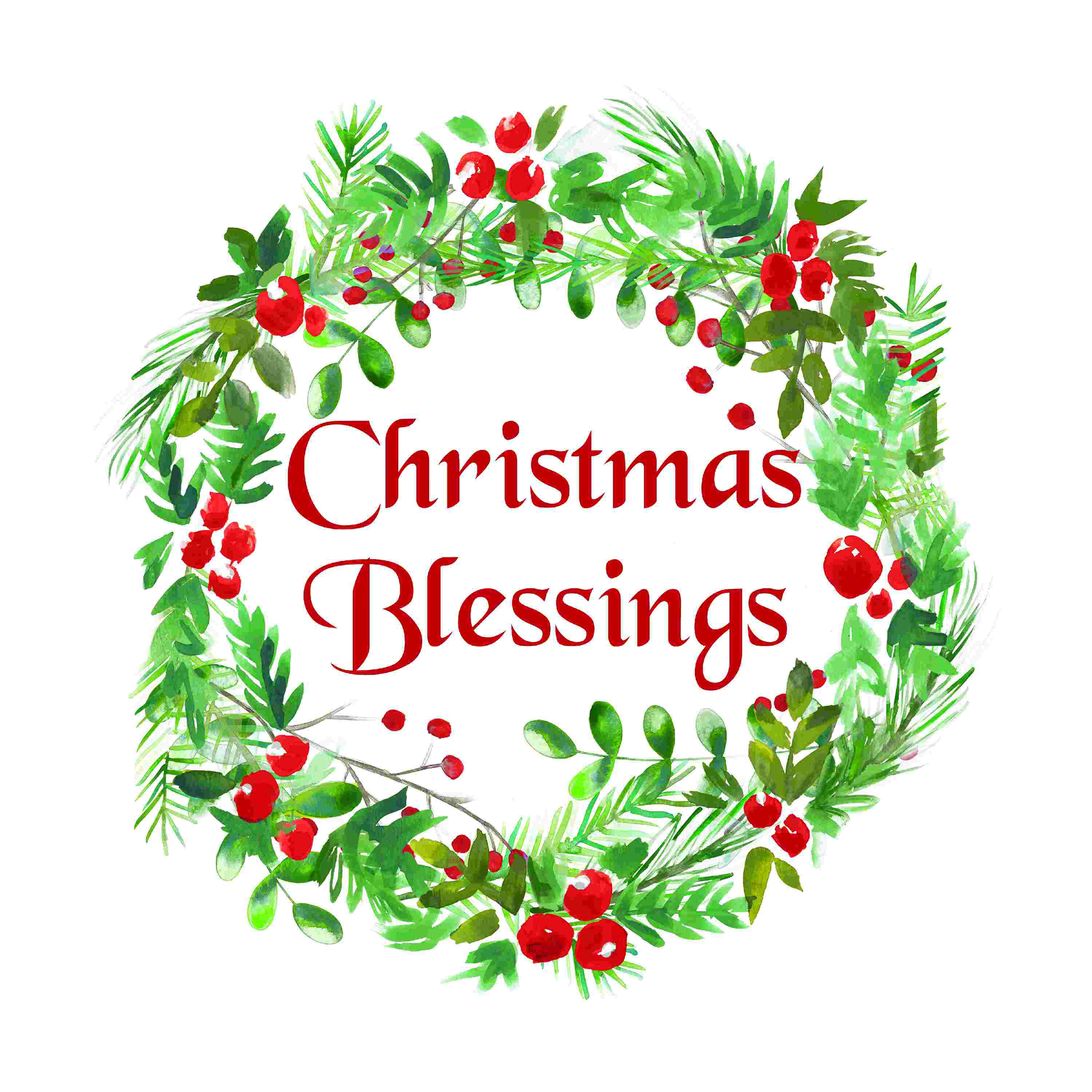 The Holiday Aisle® Christmas Blessings Watercolor Wreath On White ...