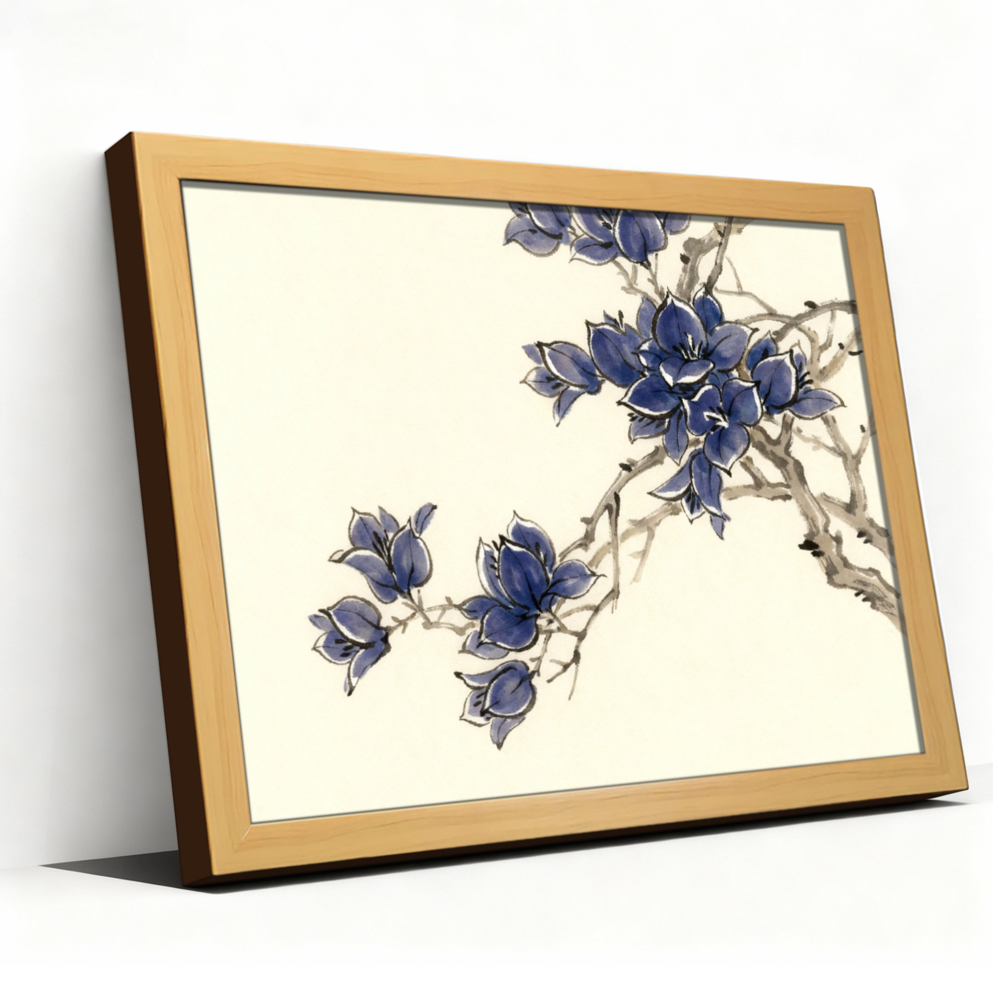 Winston Porter Blue Magnolia Floral Branch Canvas Wrapped Wall Art Oil ...