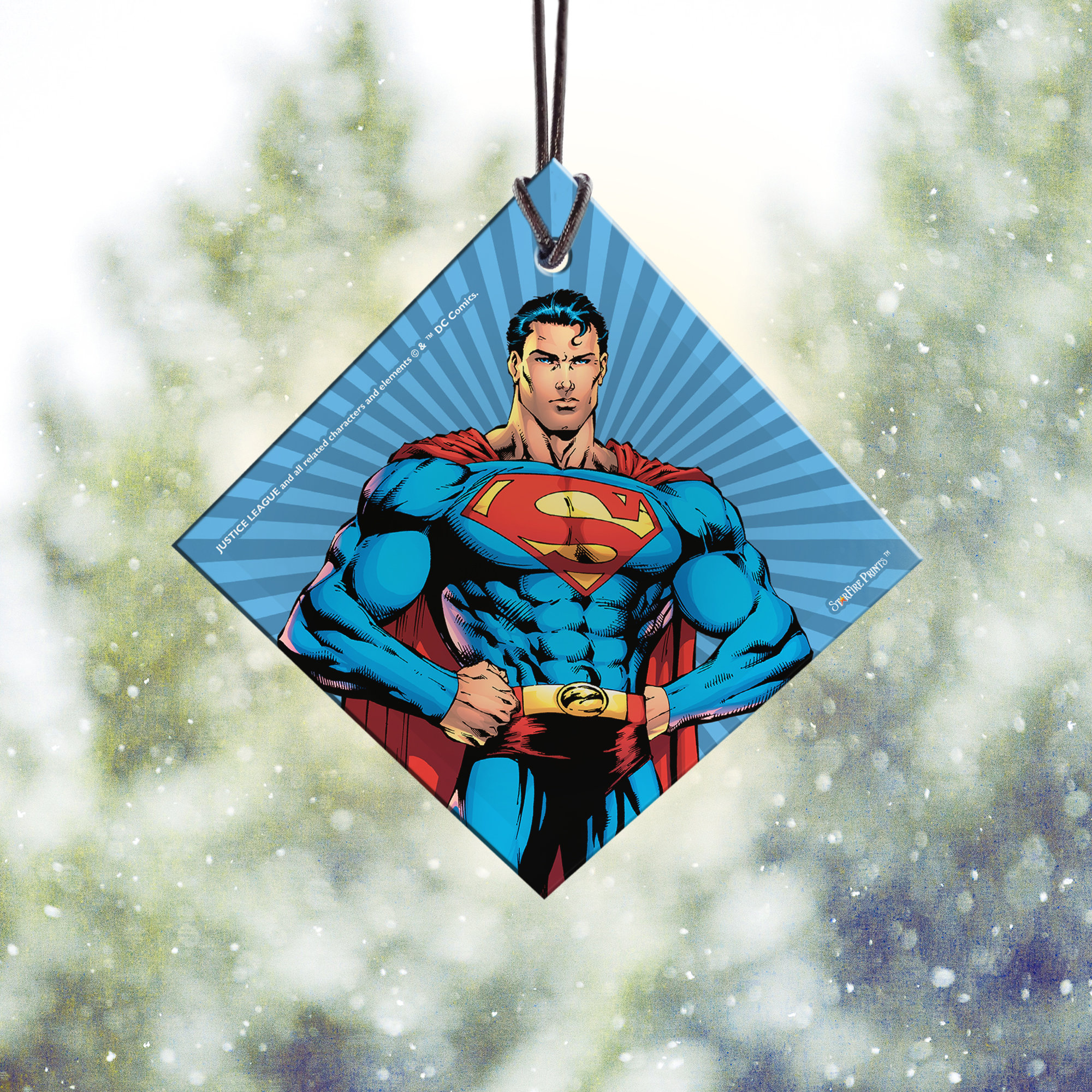 Trend Setters Justice League: Superman (Animated) Hanging Glass Diamond Shaped Print | Wayfair