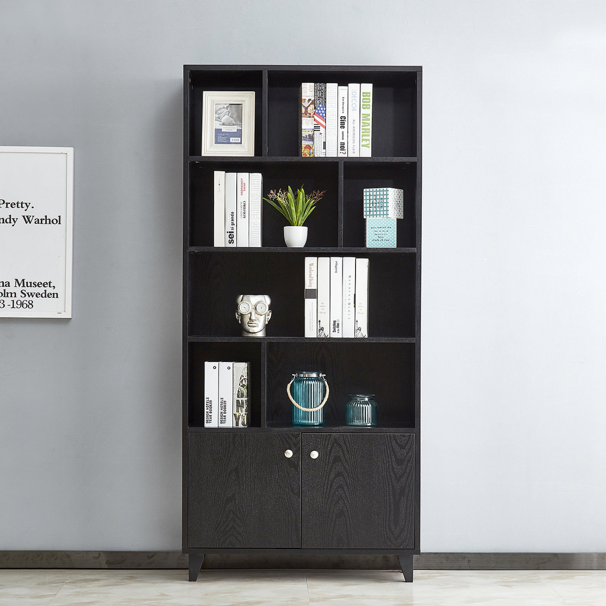 Corrigan Studio® Bookcase, Bookshelf With Doors | Wayfair