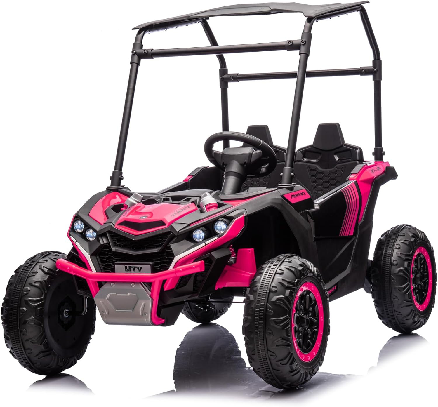 Hetoy 2-Seater Kids Ride On Utv, 24V 4WD Electric Truck With Sun Shade ...