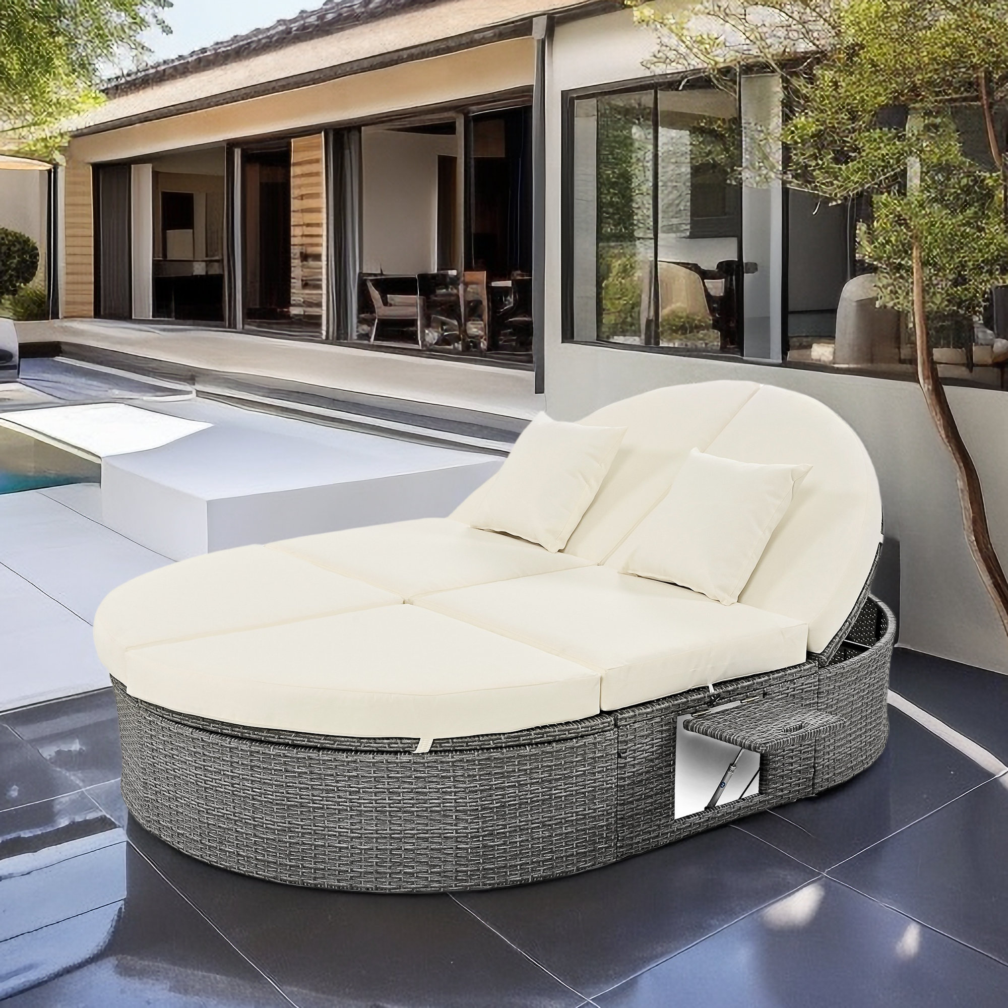Bungalow Rose Patio 2-person Rattan Daybed With Adjustable Backrests ...