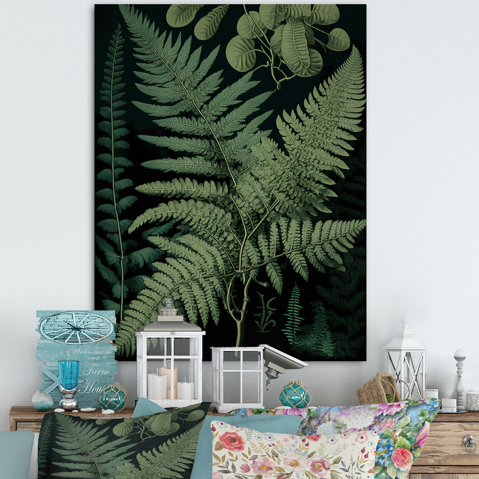 Bay Isle Home™ Fern On Retro Victorian Chart IV - Floral Ferns Canvas ...