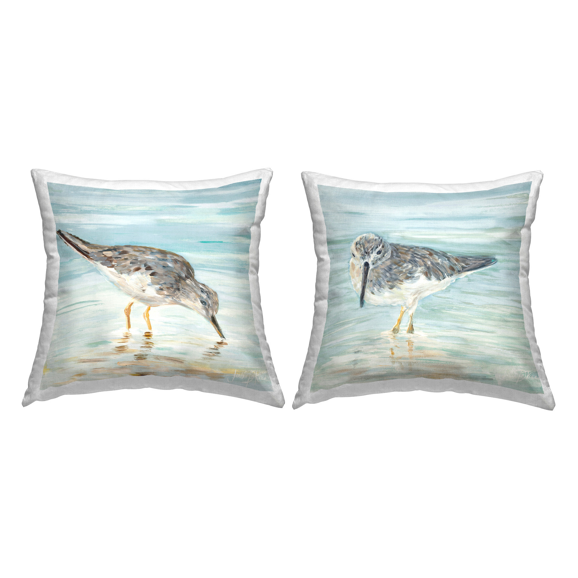 Stupell Industries Piping Plover Shoreline Birds Decorative Printed Throw Pillow Design by Emma ...