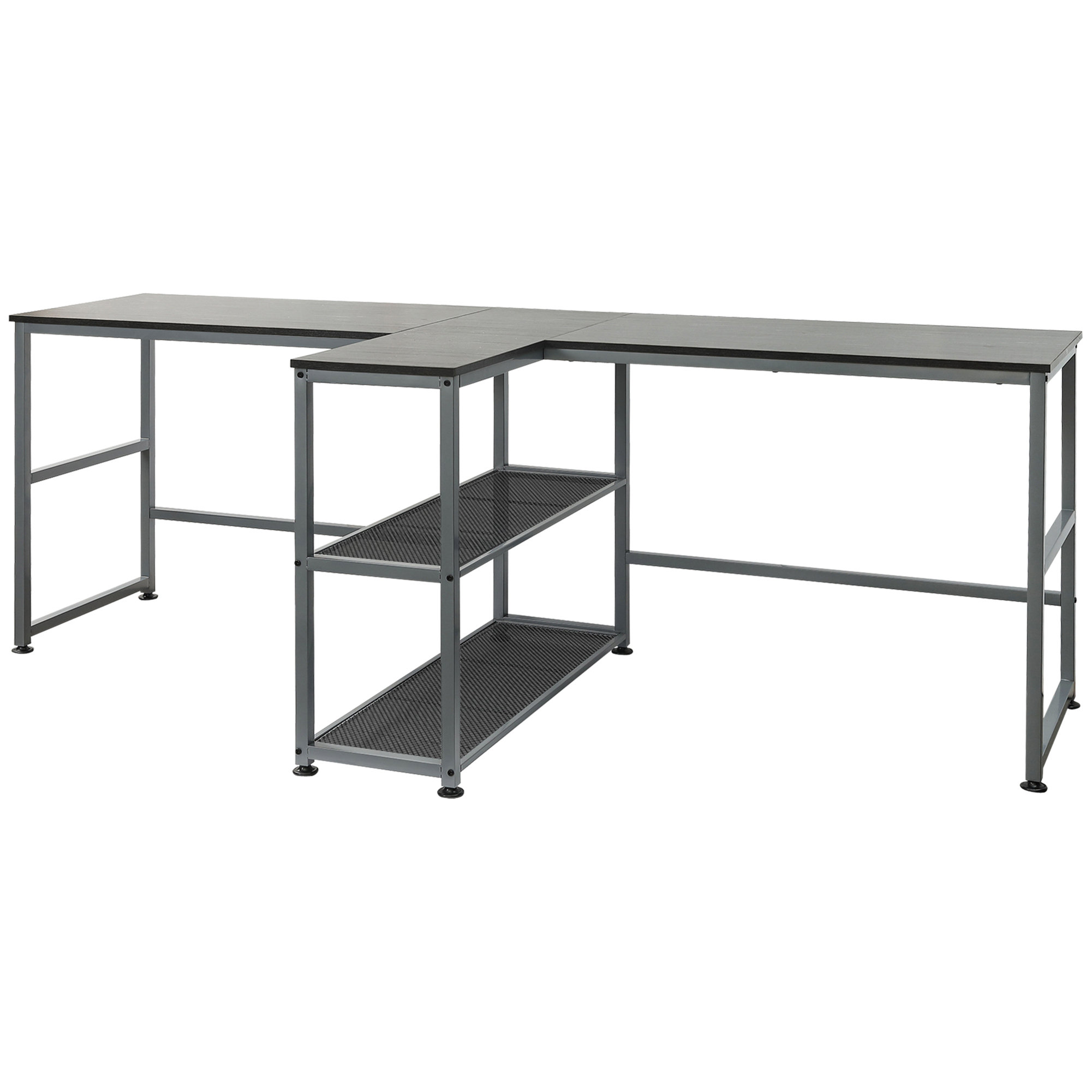 BOAIXINGFAN 83" Two Person Computer Desk With 2 Storage Shelves, Double ...
