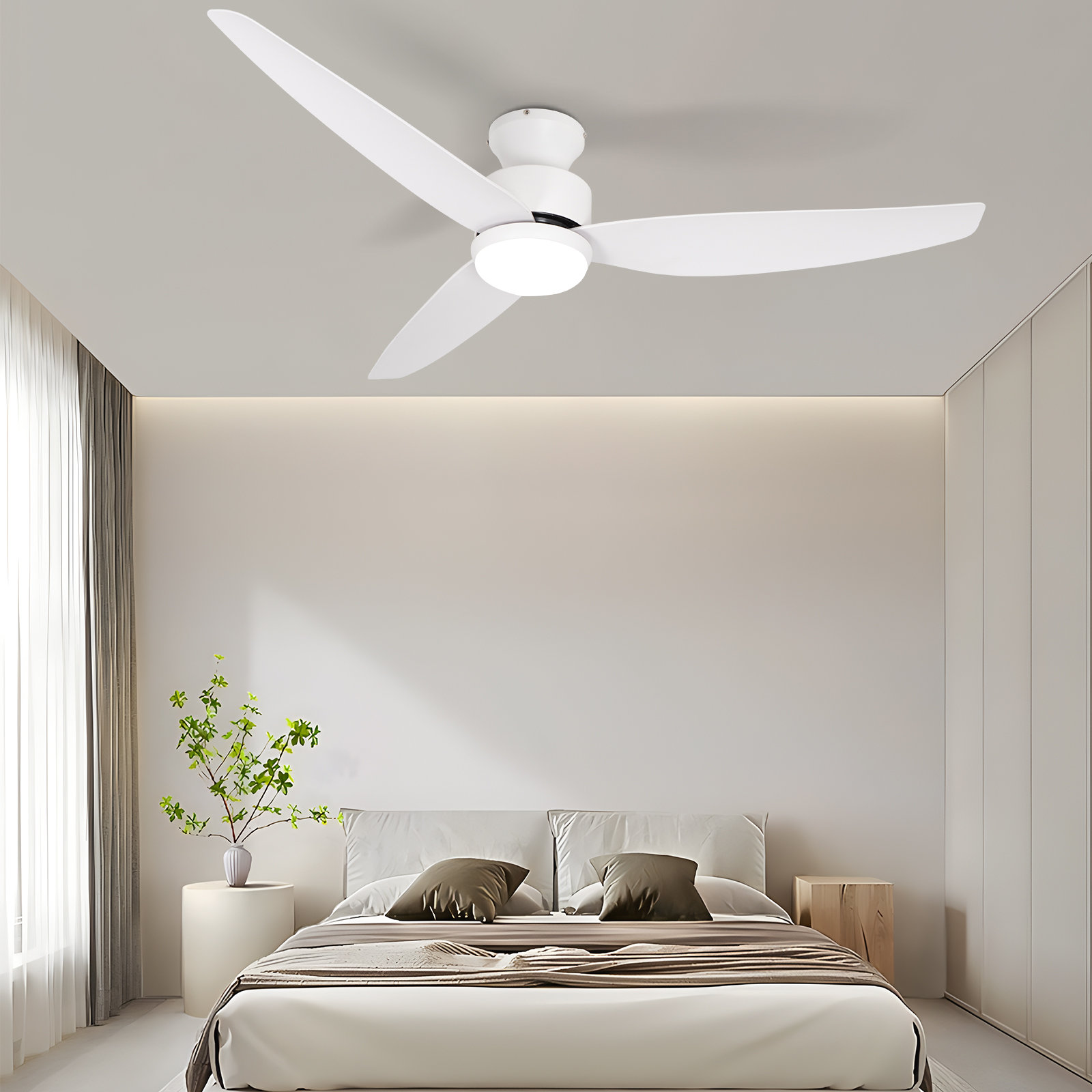 Ebern Designs 52-inch Modern Ceiling Fan Light With Flush Mount, Direct ...