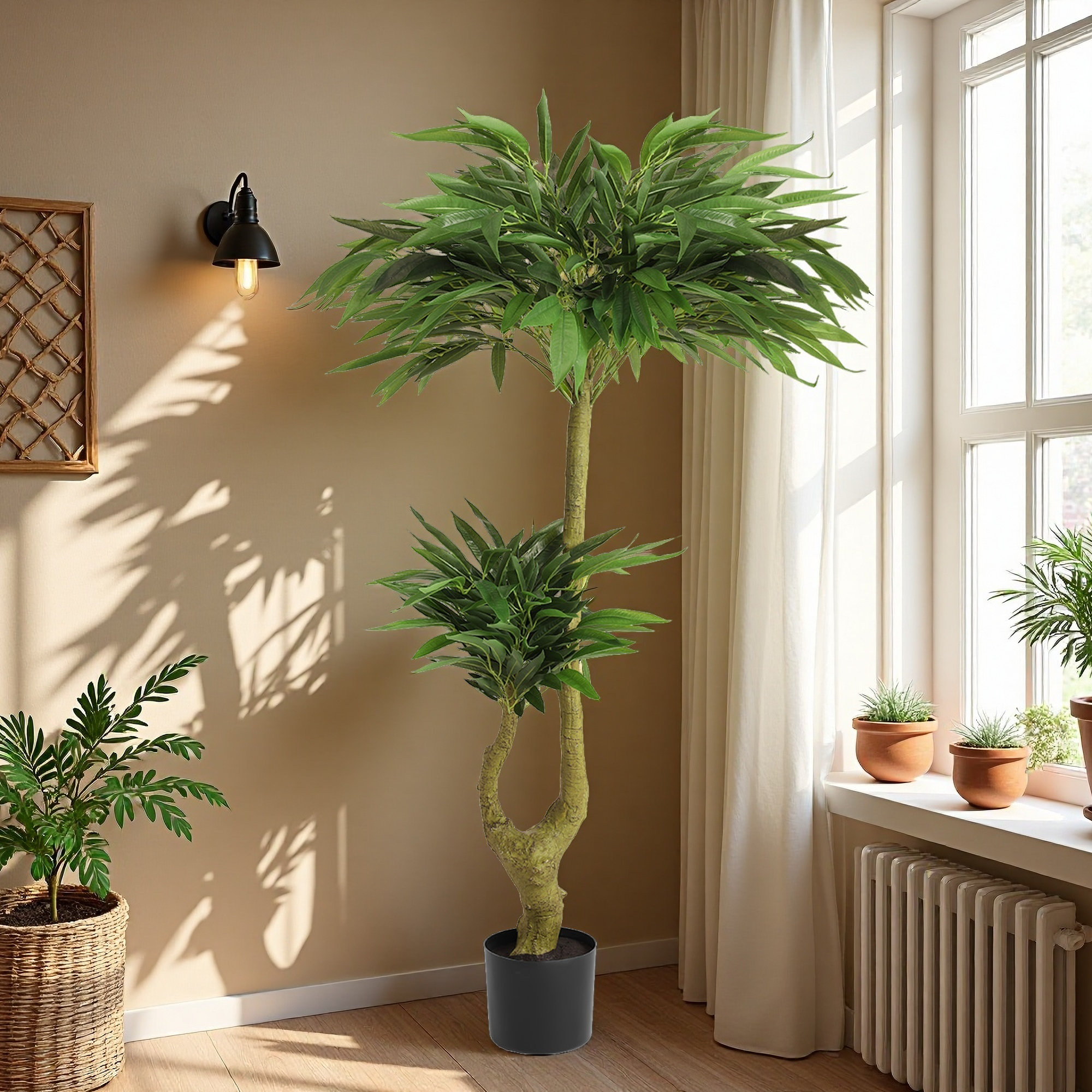 Latitude Run® 63" Realistic Artificial Willow Tree with Seamless Roots ...