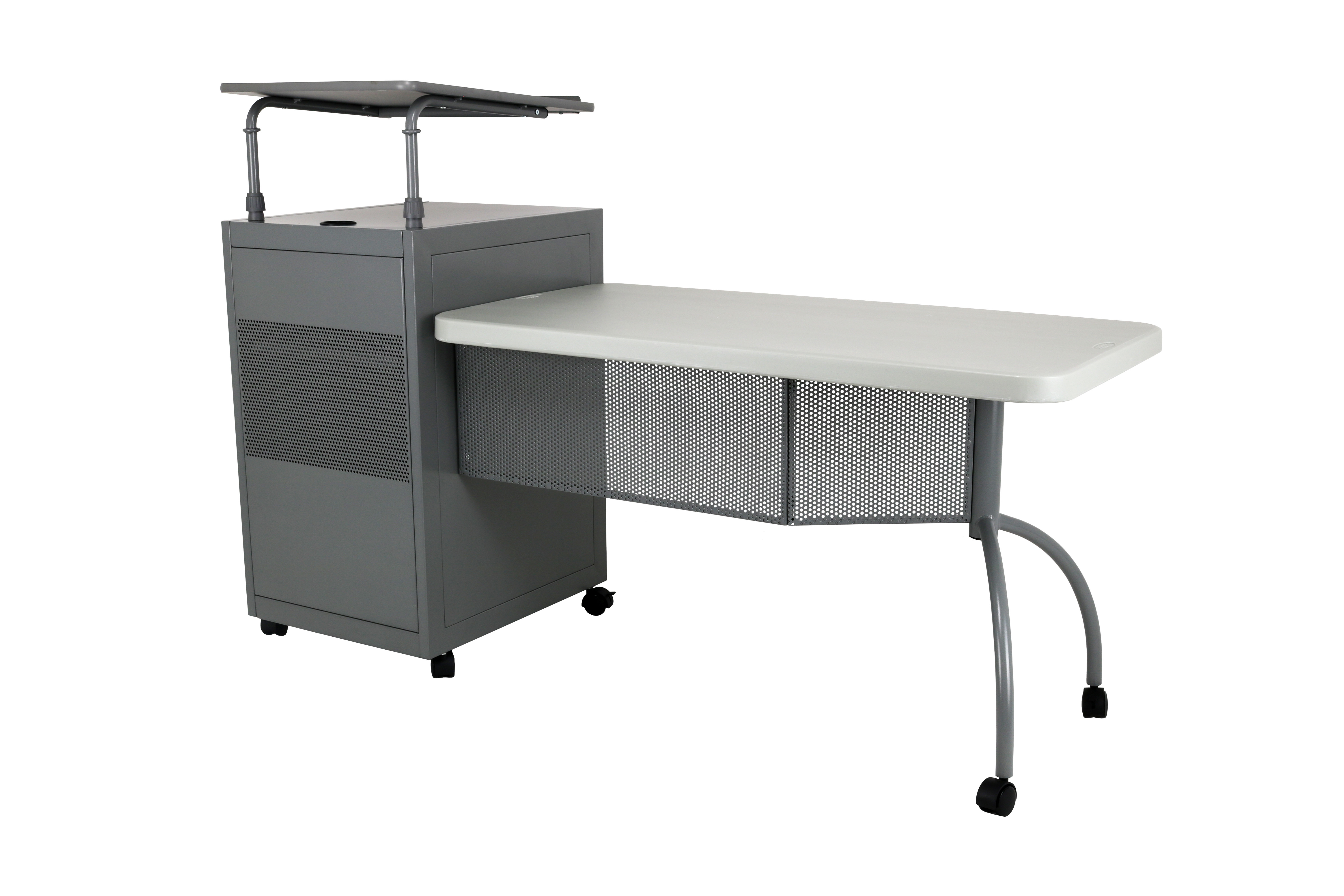 Hampden Furnishings Desktern Teacher's Desk & Lectern Combo, Grey ...