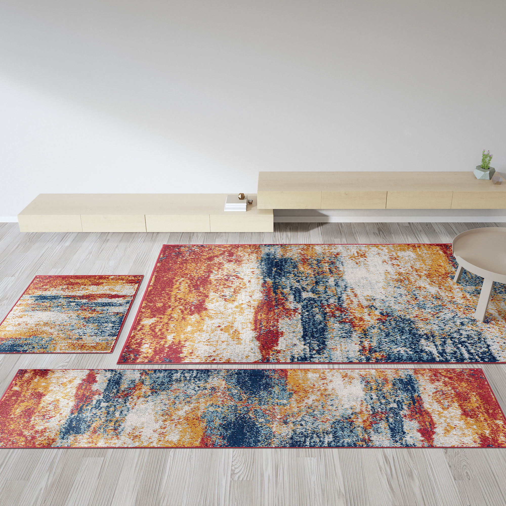 Wrought Studio™ Panfilo Contemporary Abstract 3-Piece Rug Set: (5' X 7 ...