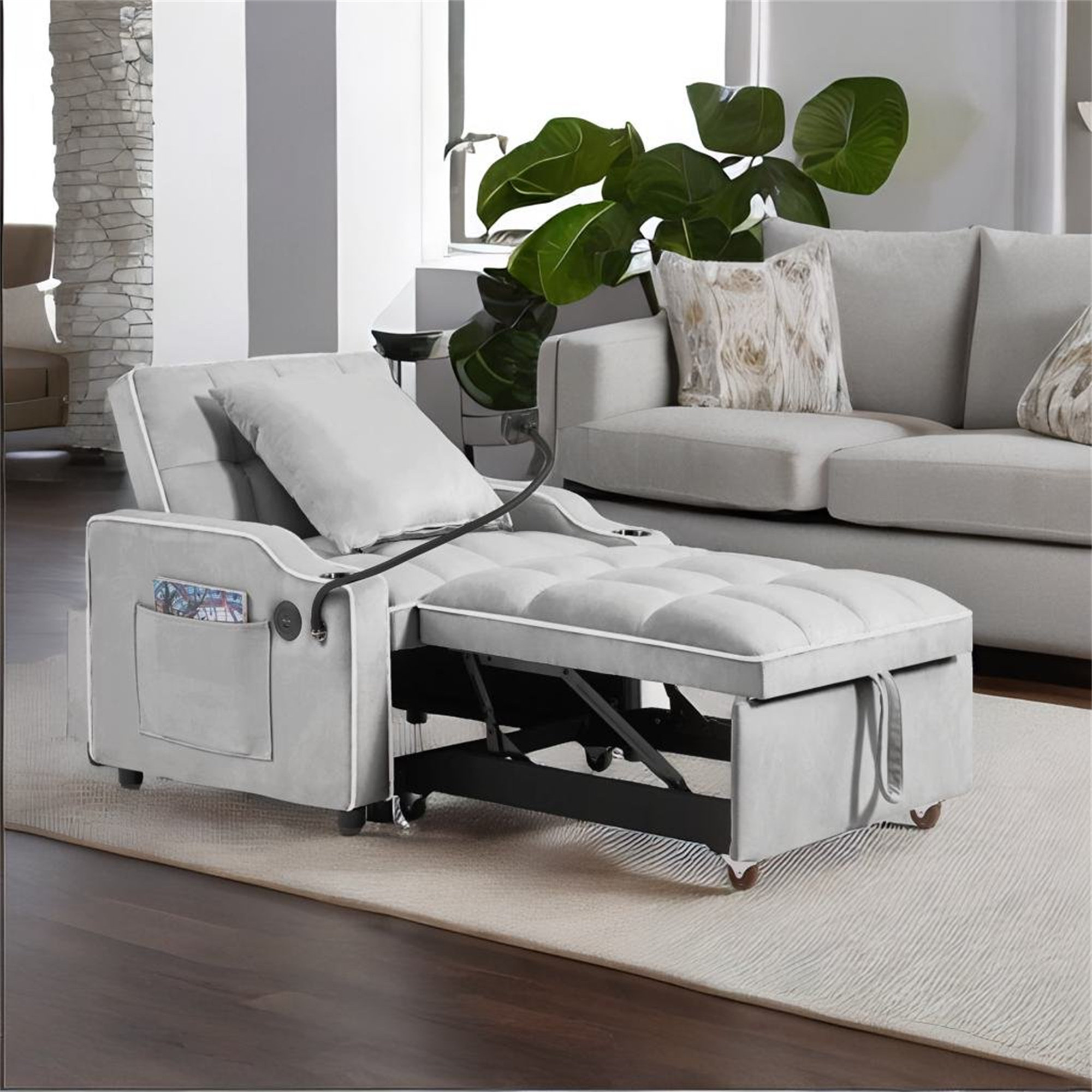 Latitude Run® 3-in-1 Sofa Bed, Convertible Sleeper Chair Sofa Bed, Adjustable Pull Out Sleeper ...