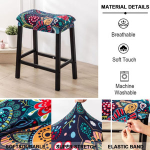 Bungalow Rose Bar Stool Cover Rectangle Set Of 4 Printed Stretch ...