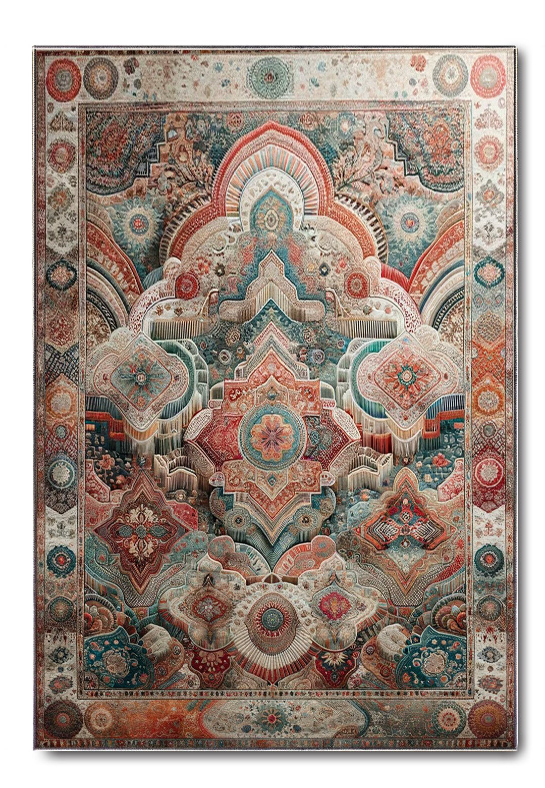 Rugpera Danne Brown Moroccan Digital Print High Quality Cotton Chenille ...