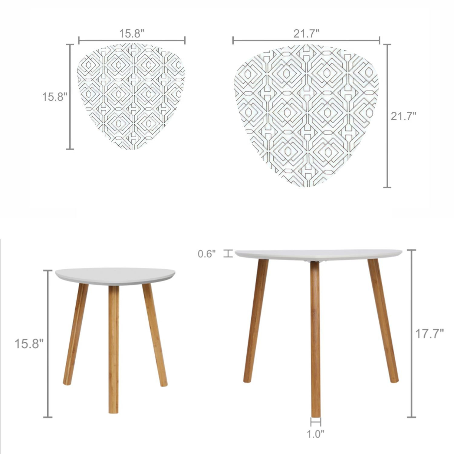 Latitude Run® Triangle Nesting Coffee Table Set of 2 seamless Modern ...