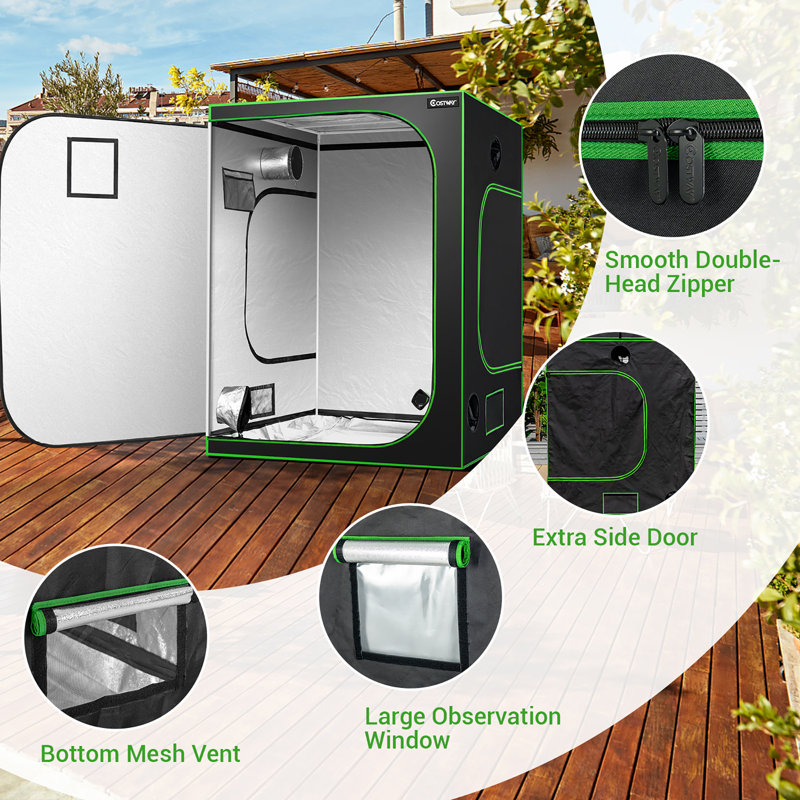 Costway 5x5 Grow Tent, 60''''x60''''x80'''' High Reflective Mylar W ...