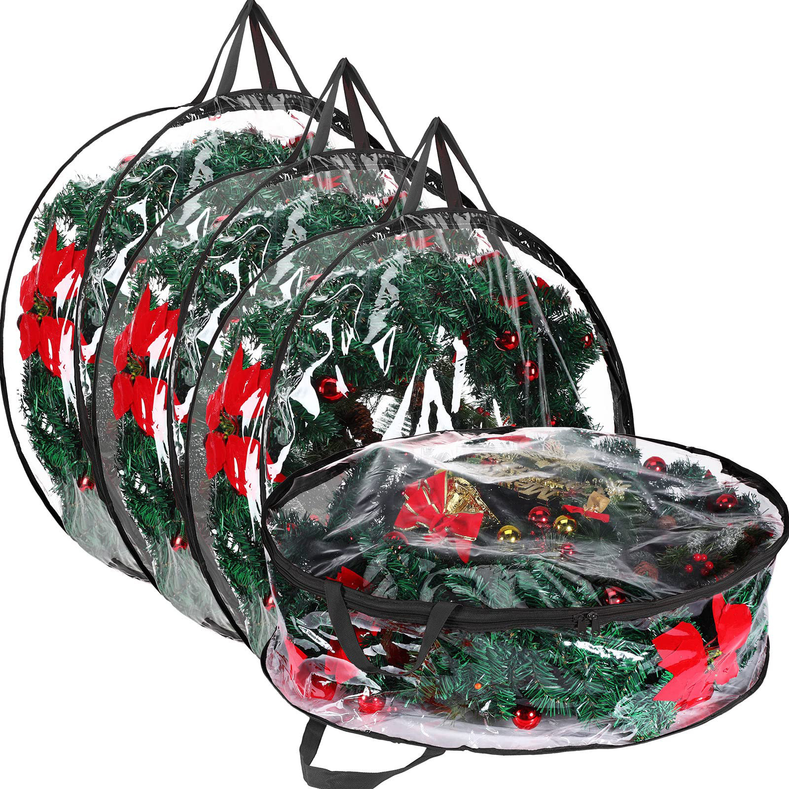 Hokku Designs 4 Pieces Clear Christmas Wreath Storage Container Xmas ...