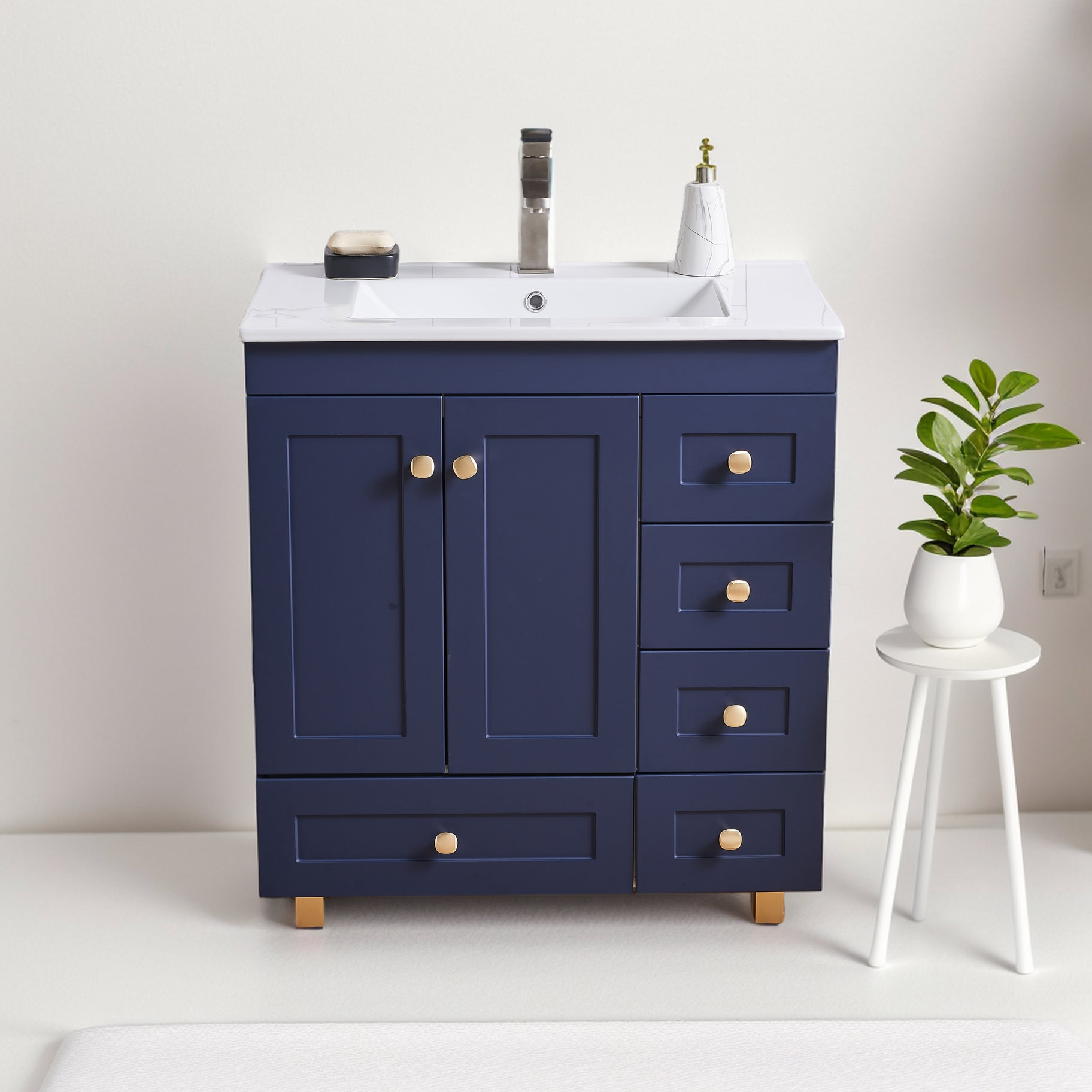 Mercer41 30''Blue Free-Standing Single Bathroom Vanity Set - Wayfair Canada